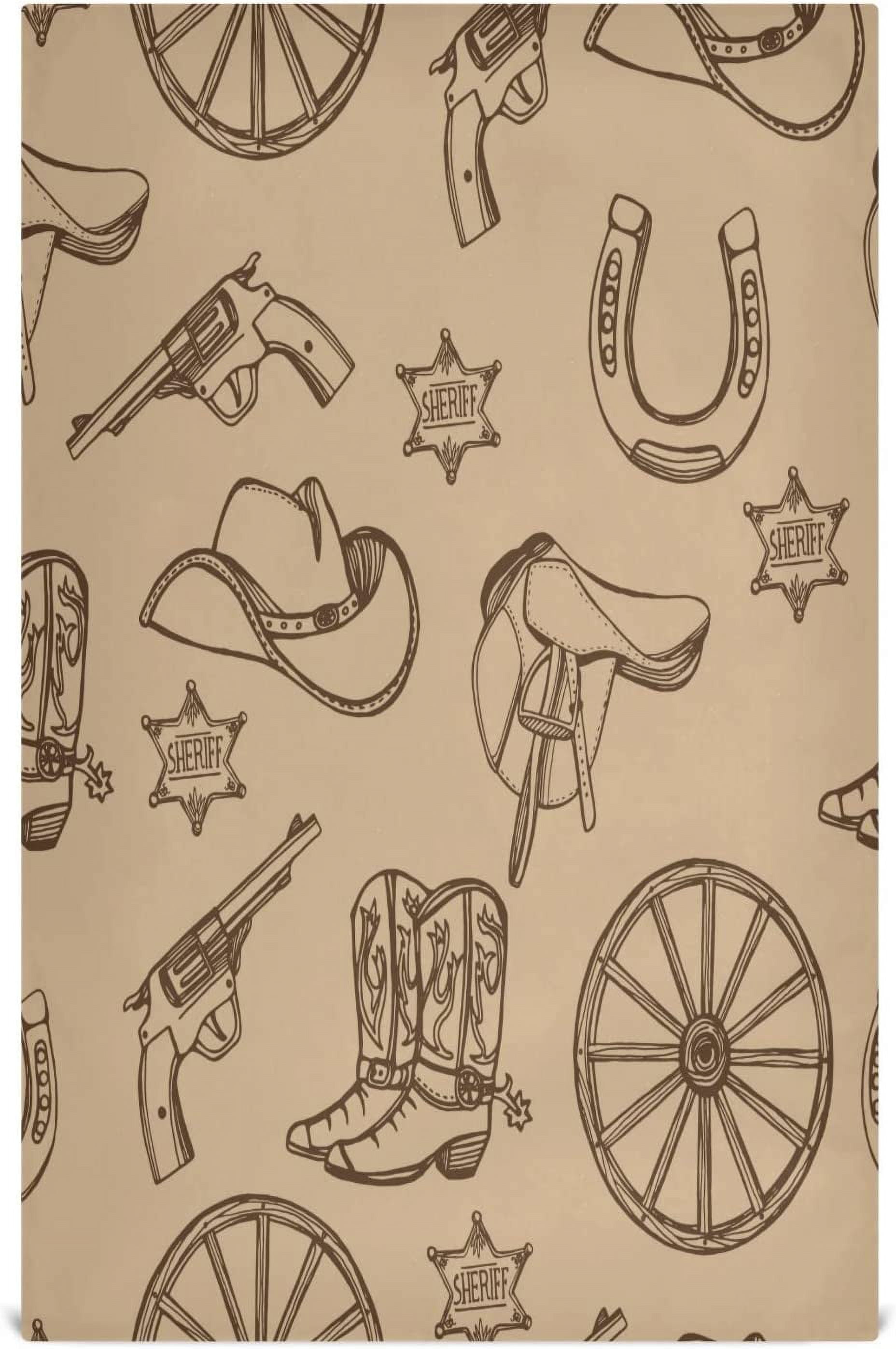 Vintage Western Contry Theme Kitchen Dish Towels Set of 1, Cowboy Hat ...