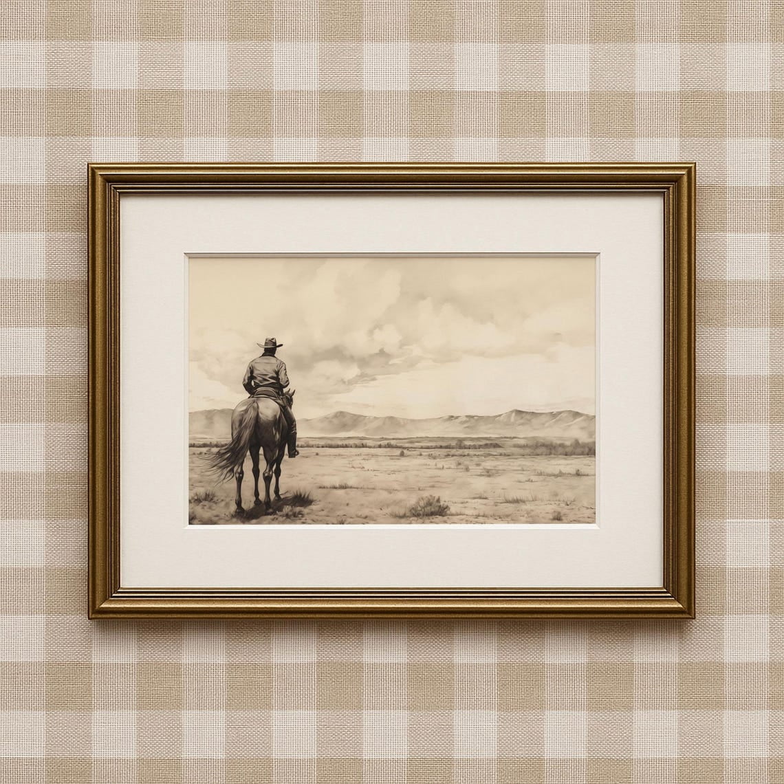 Vintage Western Country Home Decor Wild West Landscape Art Print ...