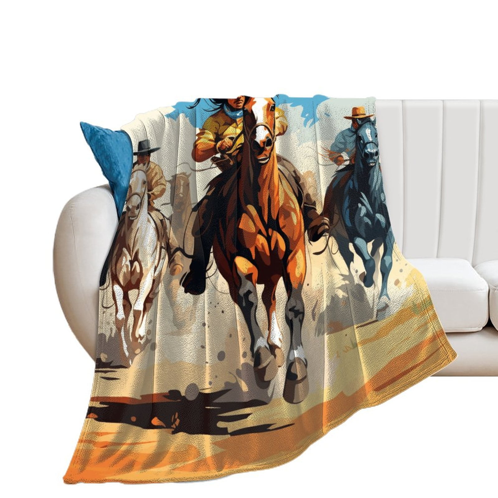 Vintage Western Cowboy Blanket Lightweight Cozy Couch Bed Super Soft ...