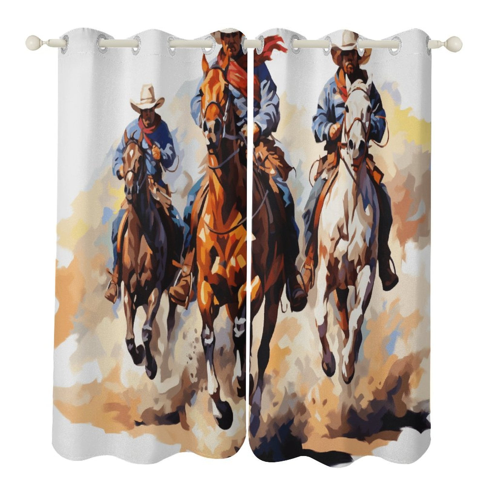Vintage Western Cowboy Modern Window for Living Room Curtains for Child ...