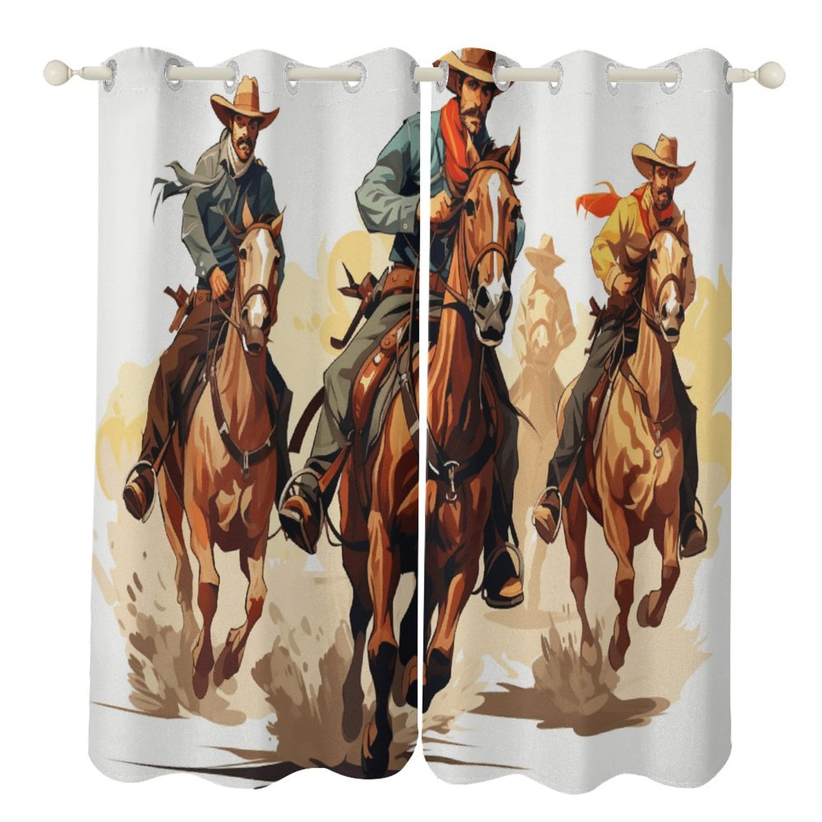 Vintage Western Cowboy Modern Window for Living Room Curtains for Child ...