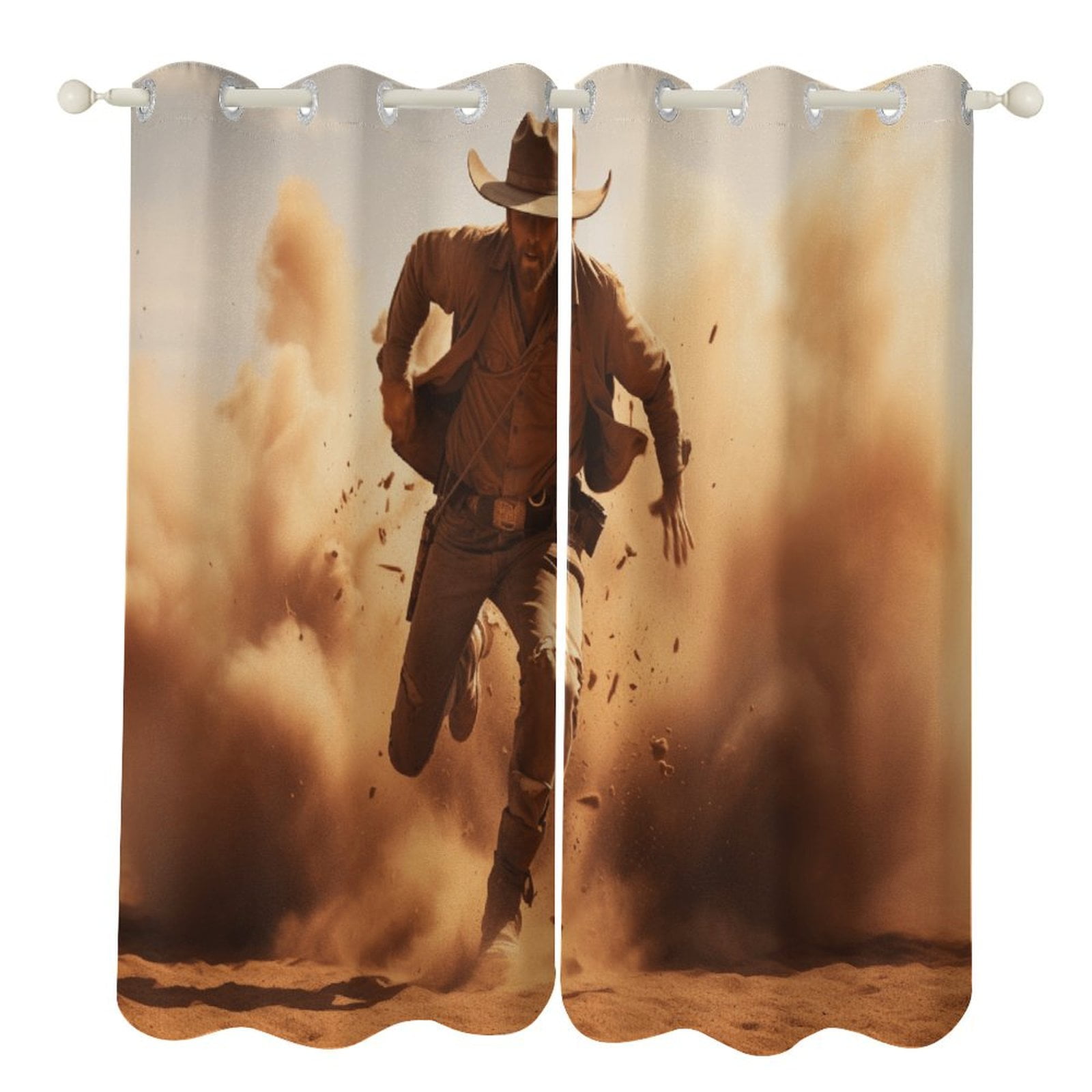 Vintage Western Cowboy Modern Window for Living Room Curtains for Child ...