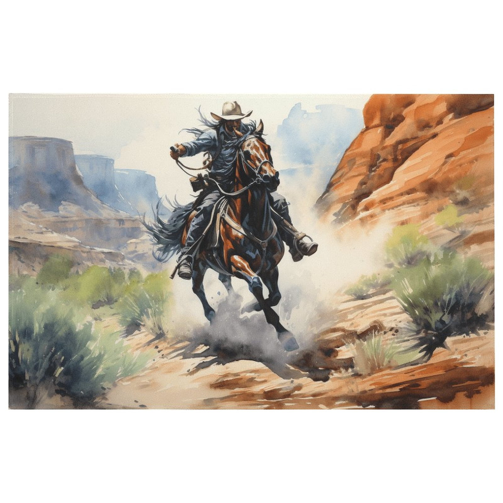 Vintage Western Cowboy Rug - for Living Room, Bedroom, And Dining Room ...