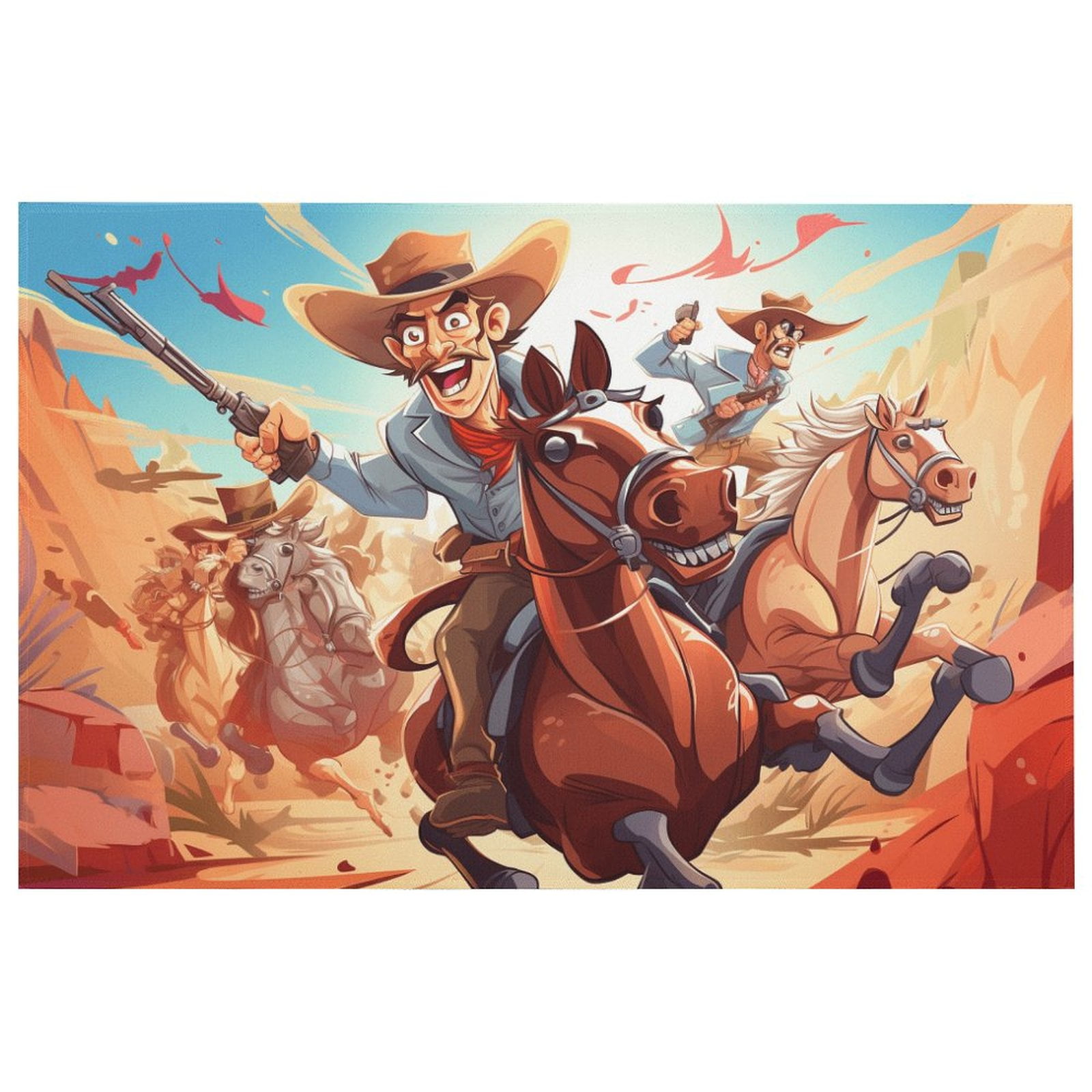 Vintage Western Cowboy Rug - for Living Room, Bedroom, And Dining Room ...