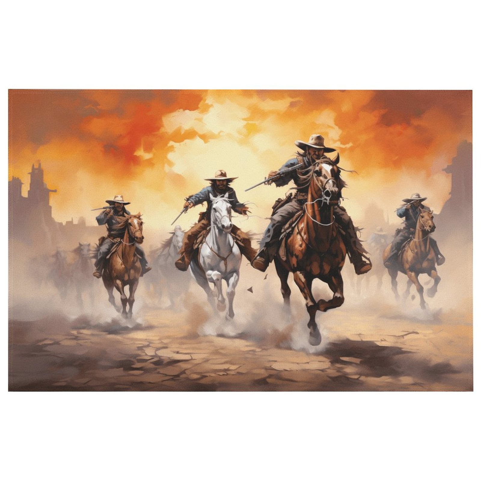 Vintage Western Cowboy Rug - for Living Room, Bedroom, And Dining Room ...