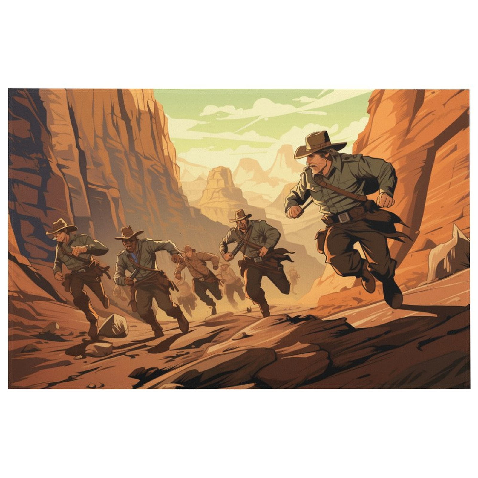 Vintage Western Cowboy Rug - for Living Room, Bedroom, And Dining Room ...