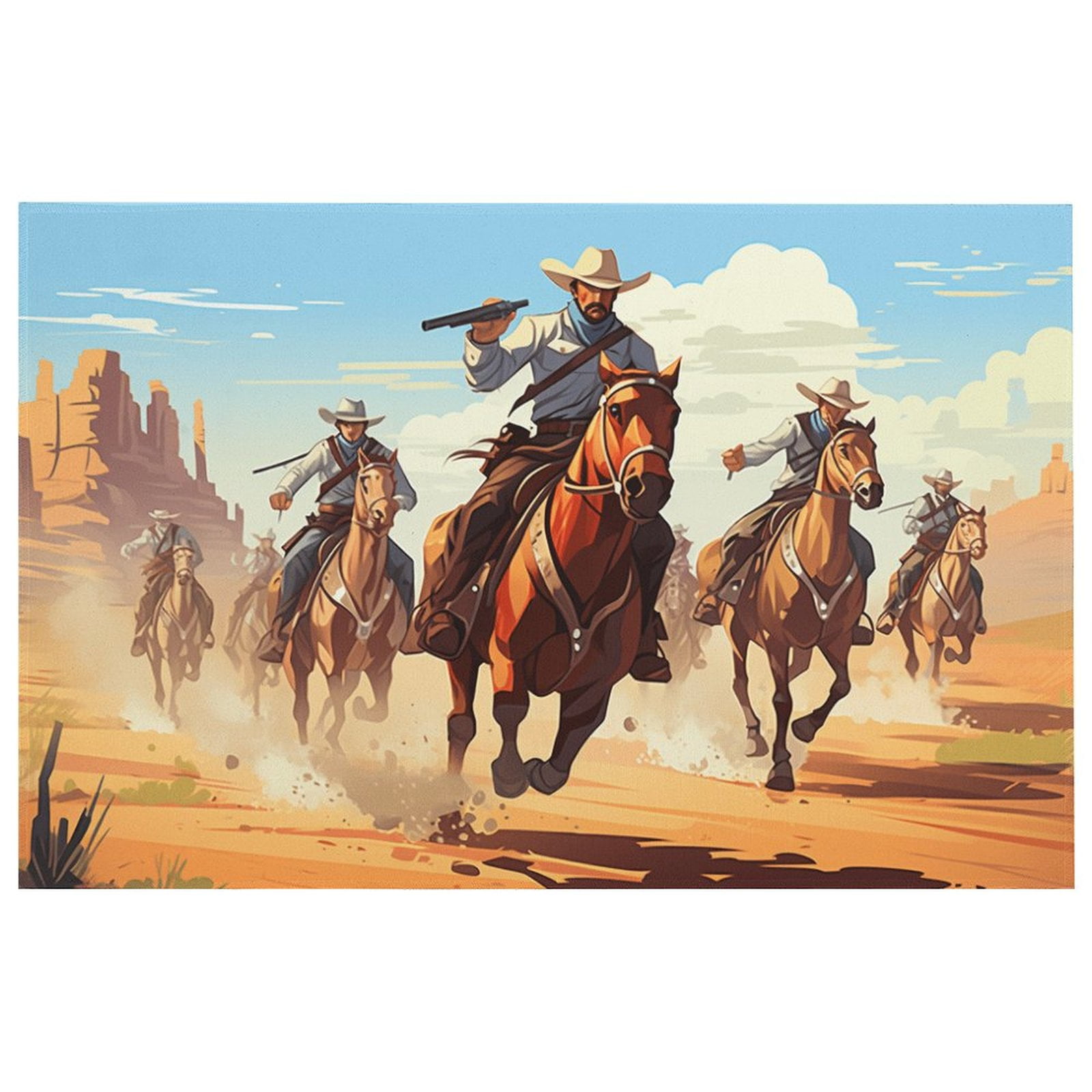 Vintage Western Cowboy Rug - for Living Room, Bedroom, And Dining Room ...