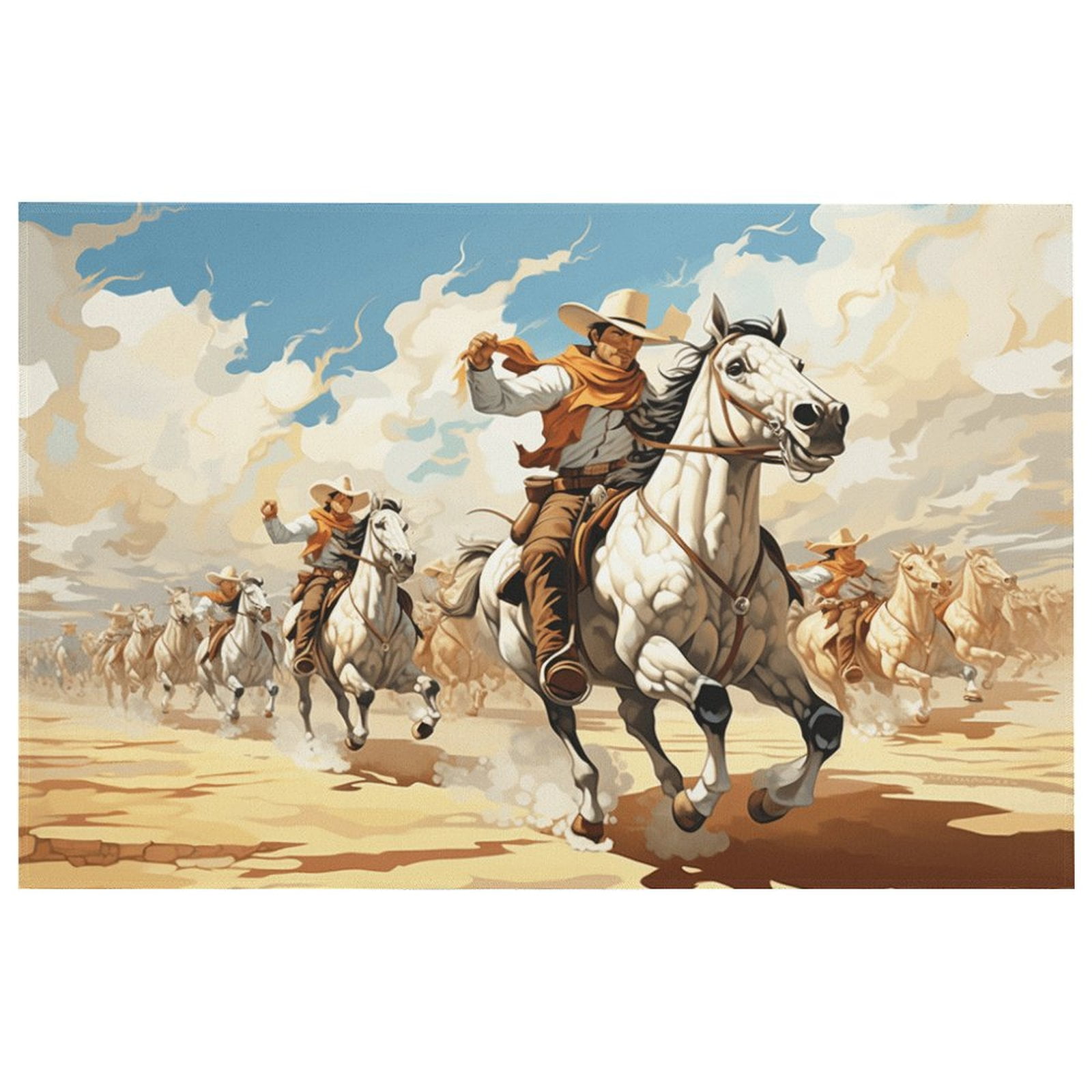 Vintage Western Cowboy Rug - for Living Room, Bedroom, And Dining Room ...