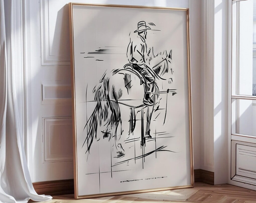 Vintage Western Cowboy Sketch Print Western Wall Art Printable Wall Art ...