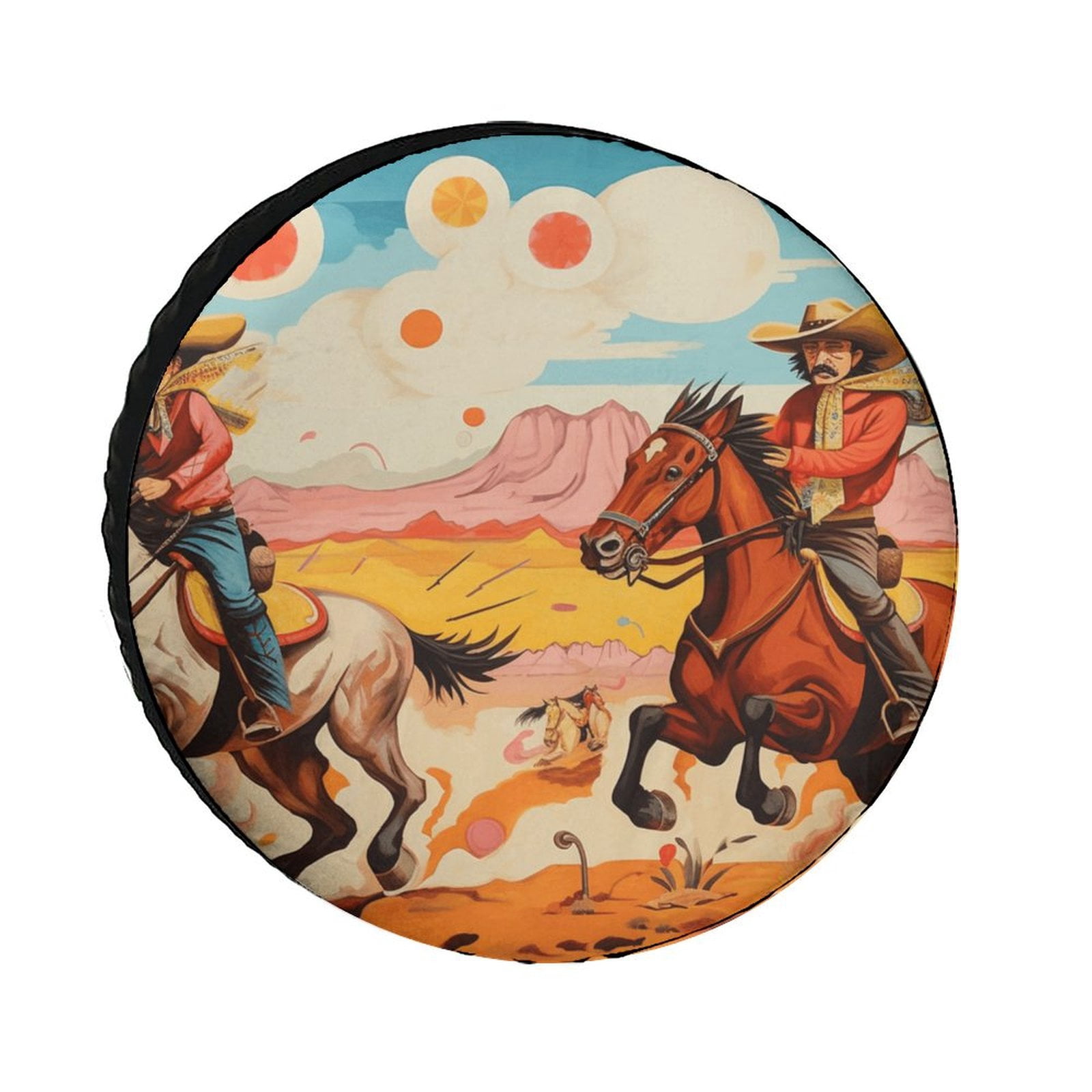 Vintage Western Cowboy Spare Tire Cover, Weather Resistant Vinyl Wheel ...
