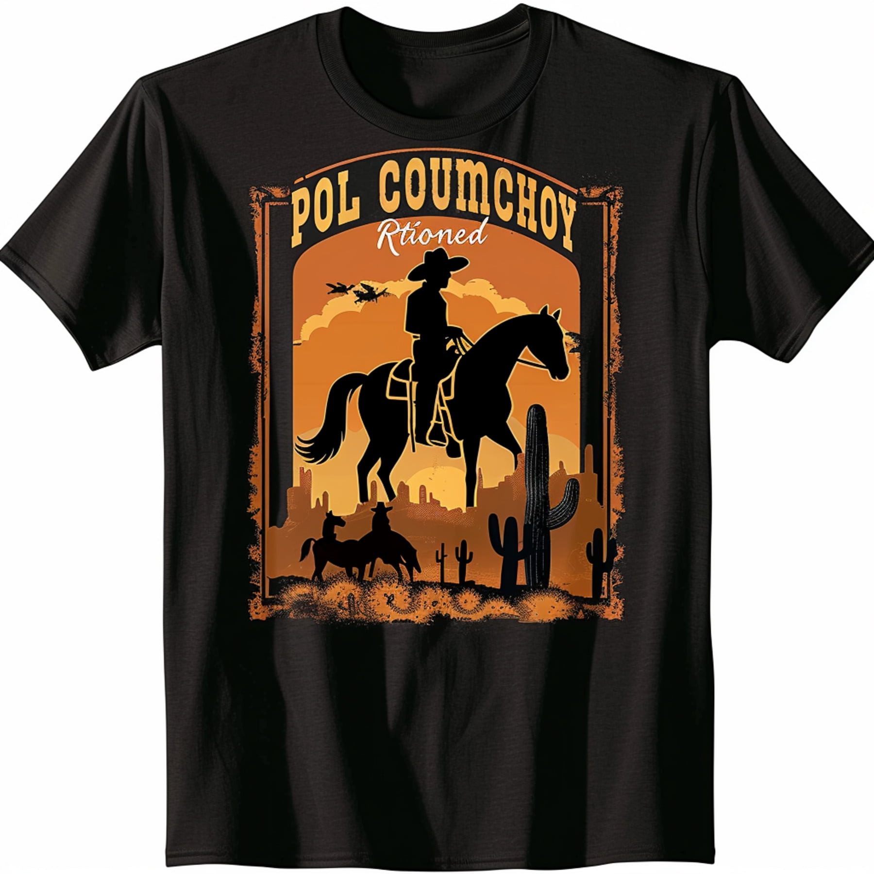 Vintage Western Cowboy TShirt Design with Desert Landscape and Horses ...
