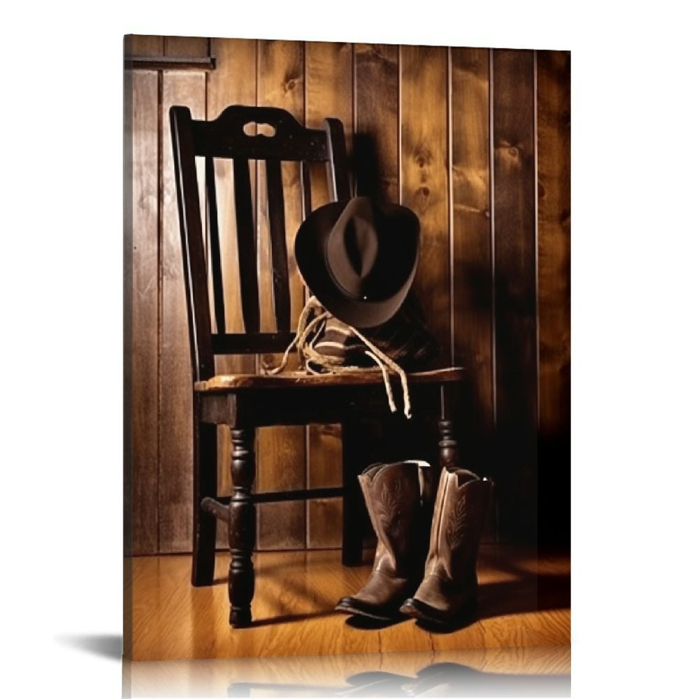 Vintage Western Cowboy Wall Art - Cowboy Hat Boots Art Print, Retro ...