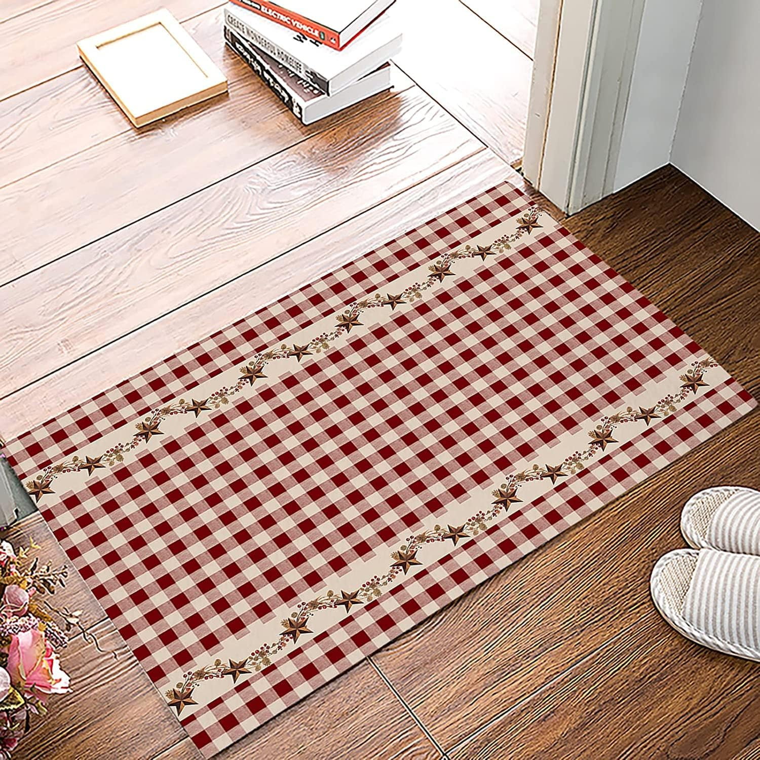 Vintage Western Texas Star Primitive Berries Red Indoor Doormat Durable ...