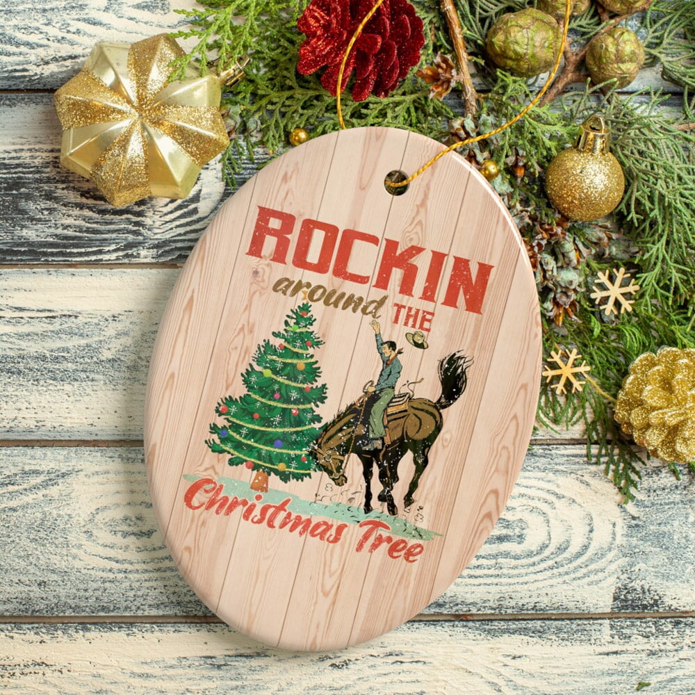 Vintage Western Theme Rockin Around the Christmas Tree Ornament, Cowboy ...