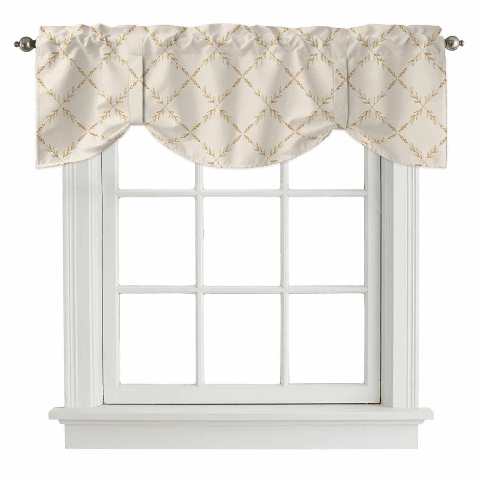 Vintage Wheat Color Tie Up Valance Curtains for Windows, Kitchen ...