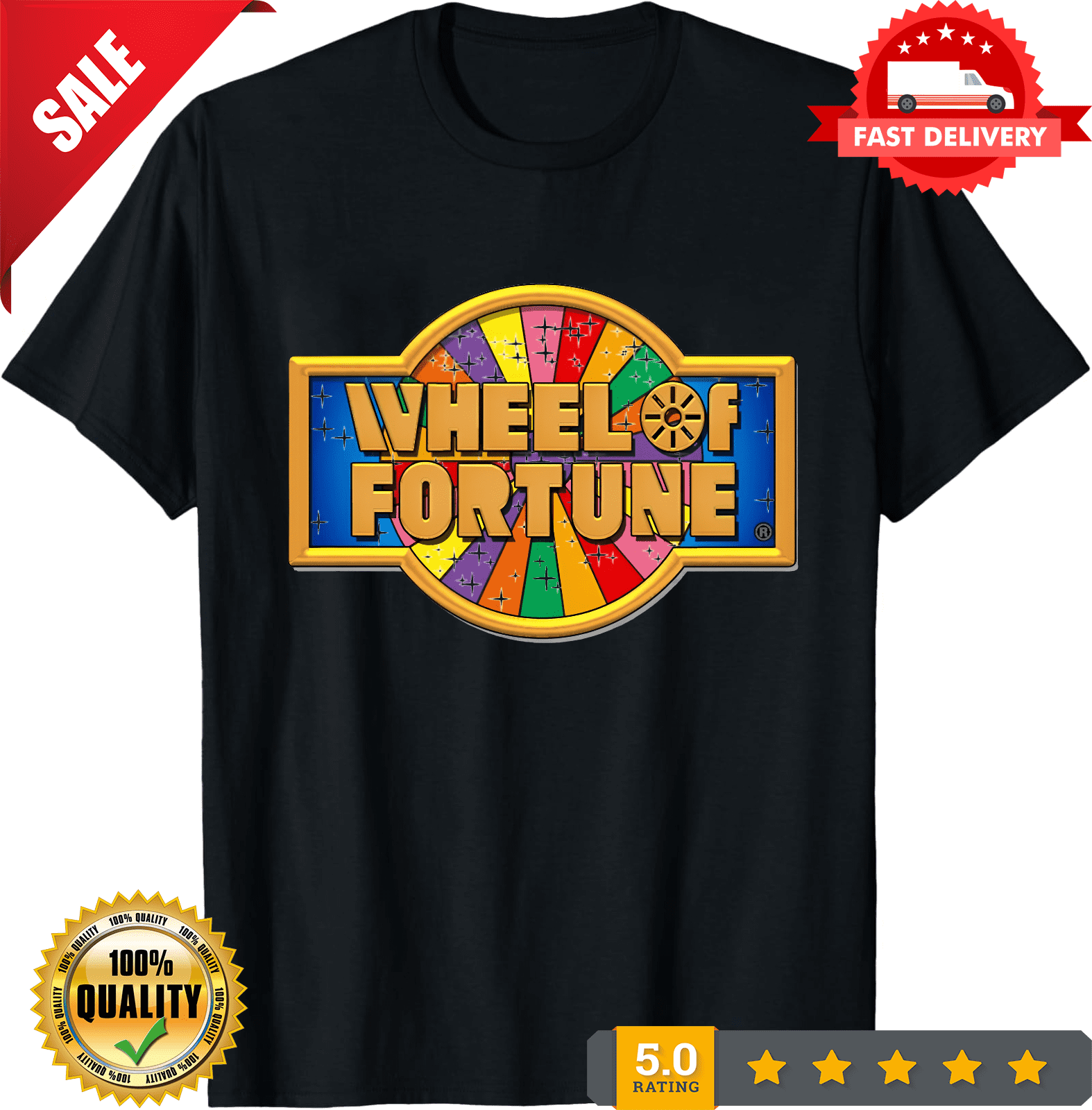 Vintage Wheel Of Fortune TV Show Logo shirt 6 Sizes Youth Med- Adult ...
