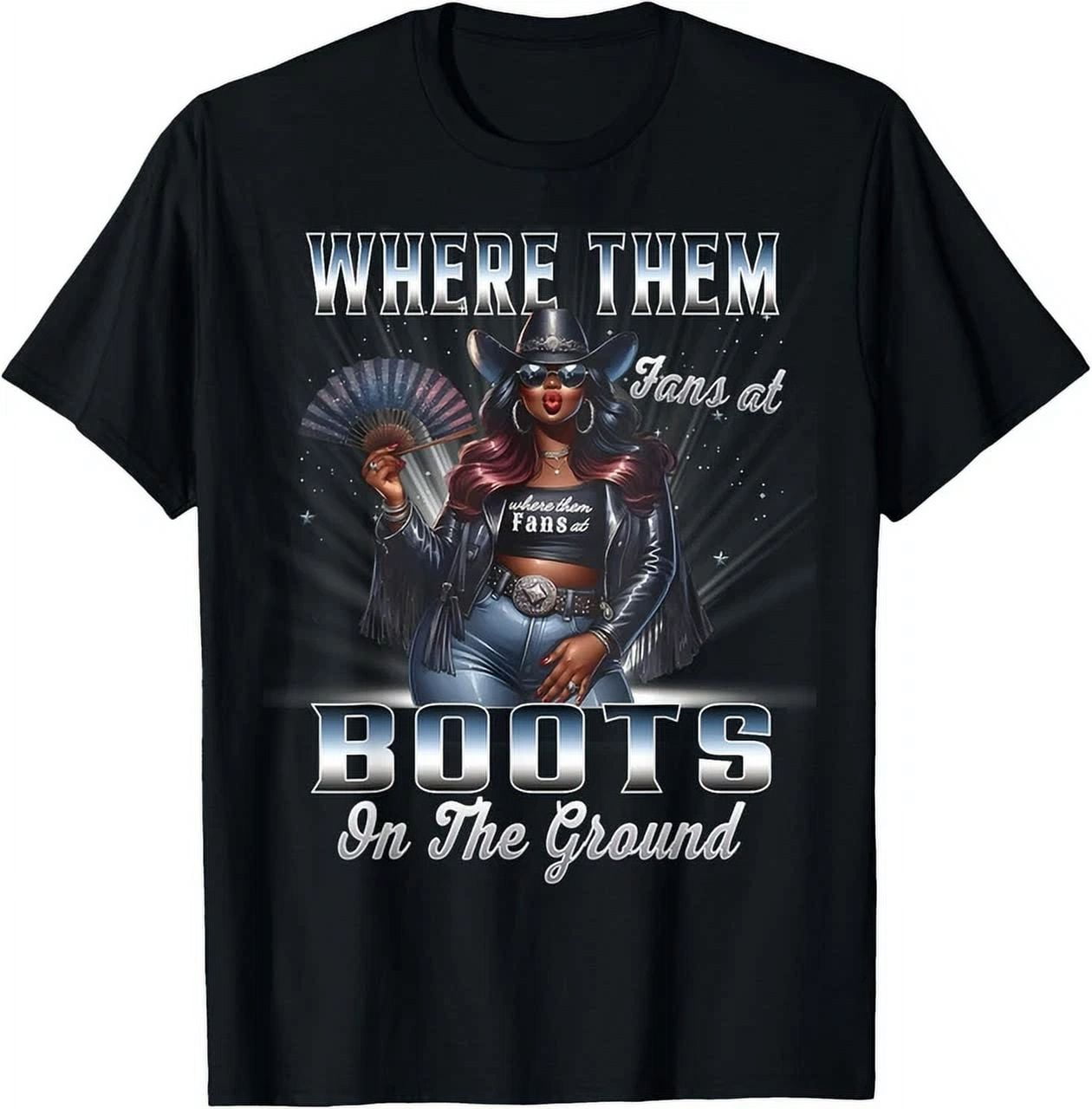 Vintage Where Them Fans At Cow Linedance Boots On The Ground T-Shirt ...