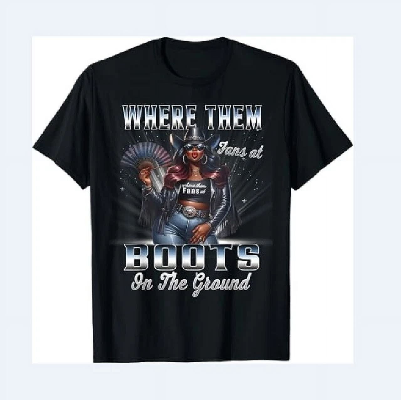 Vintage Where Them Fans At Cow Linedance Boots On The Ground T-Shirt ...