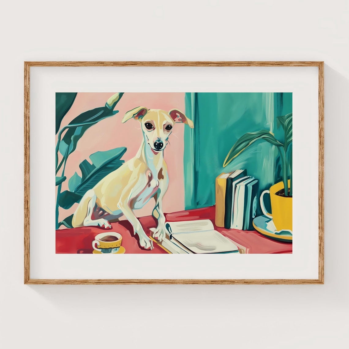 Vintage Whippet Wall Art, Italian Greyhound Print,Dog Study Desk Poster ...