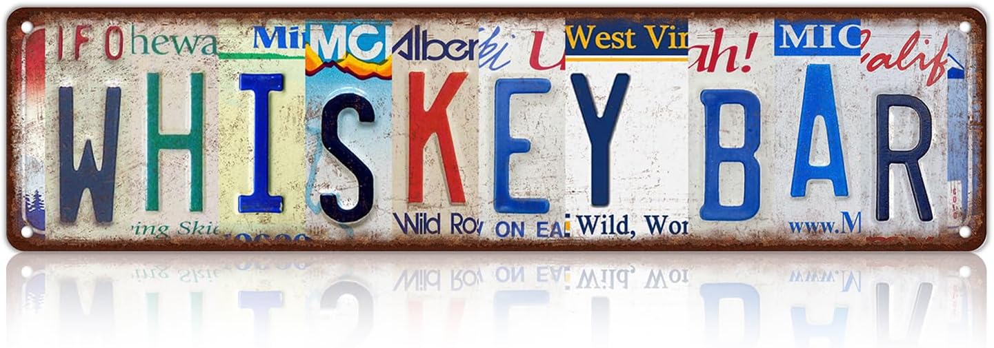 Vintage Whiskey Bar Wall Decor Street Signs Bar Metal Tin Signs 16 x 4 ...
