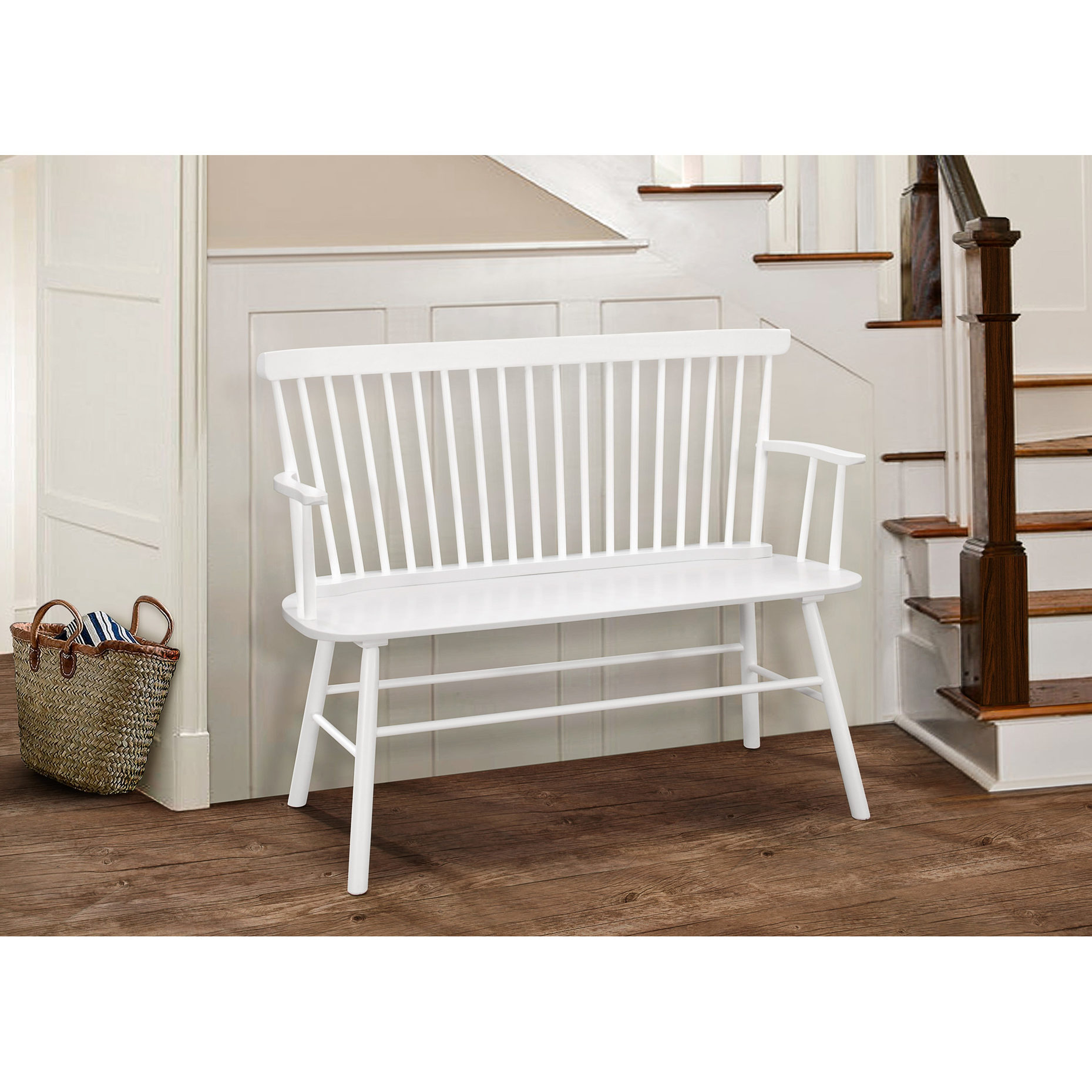 Vintage White Bench for Farmhouse | Suitable for Relaxing in Primary ...