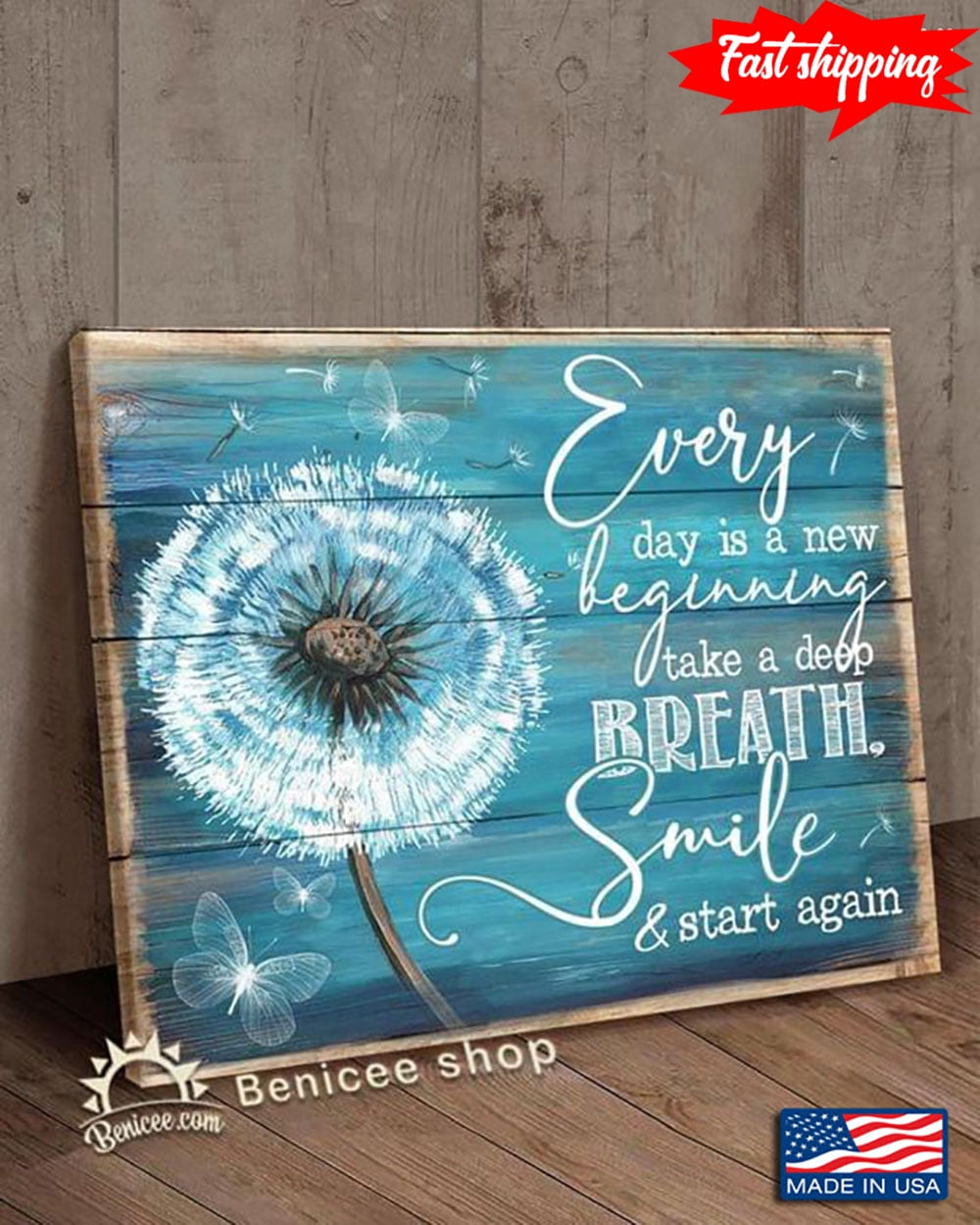 Vintage White Butterflies & Dandelion Flowers Every Day Is A New Beginning Take A Deep Breath ...