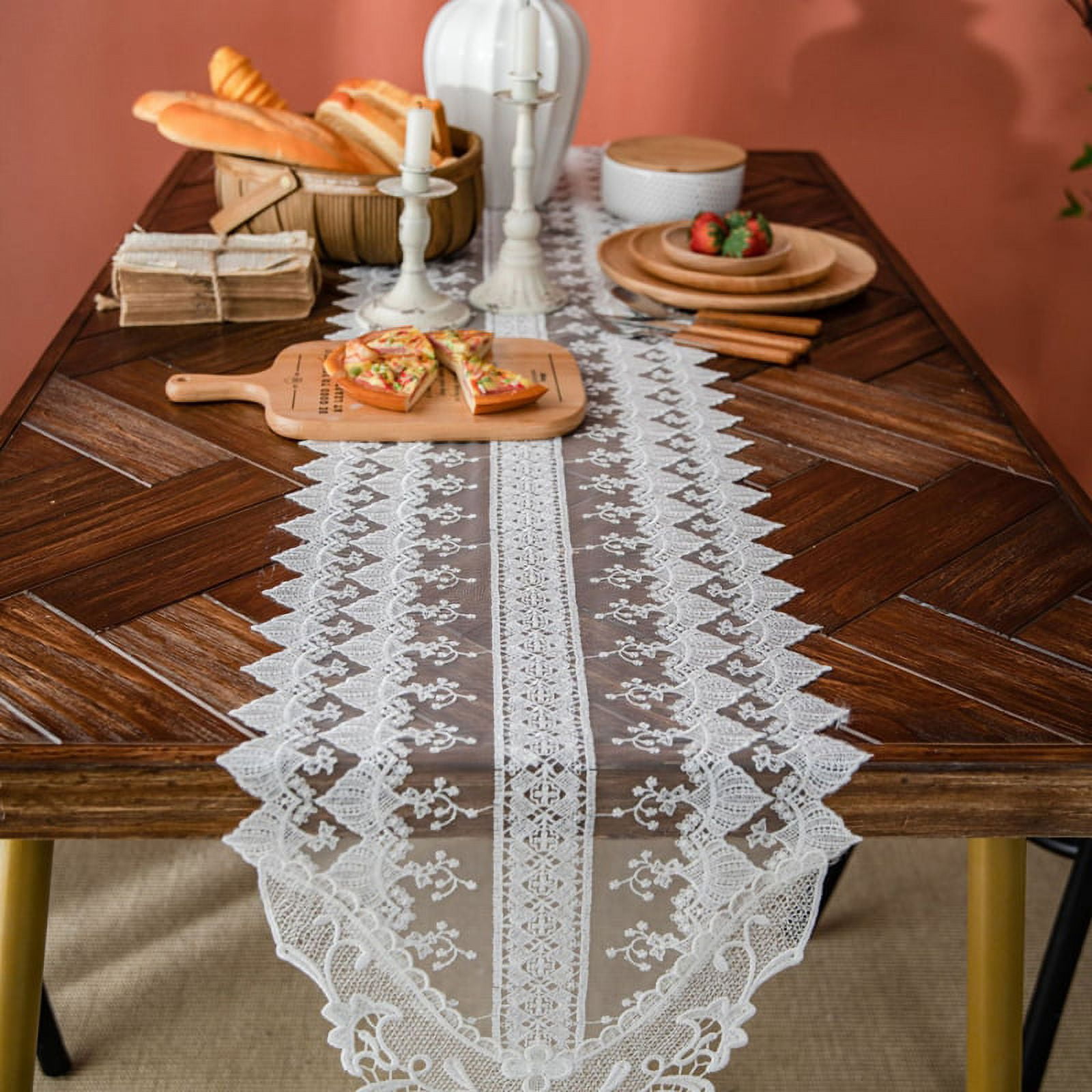 Vintage White Lace Table Runner Overlay Exquisite Lace Fabric with ...