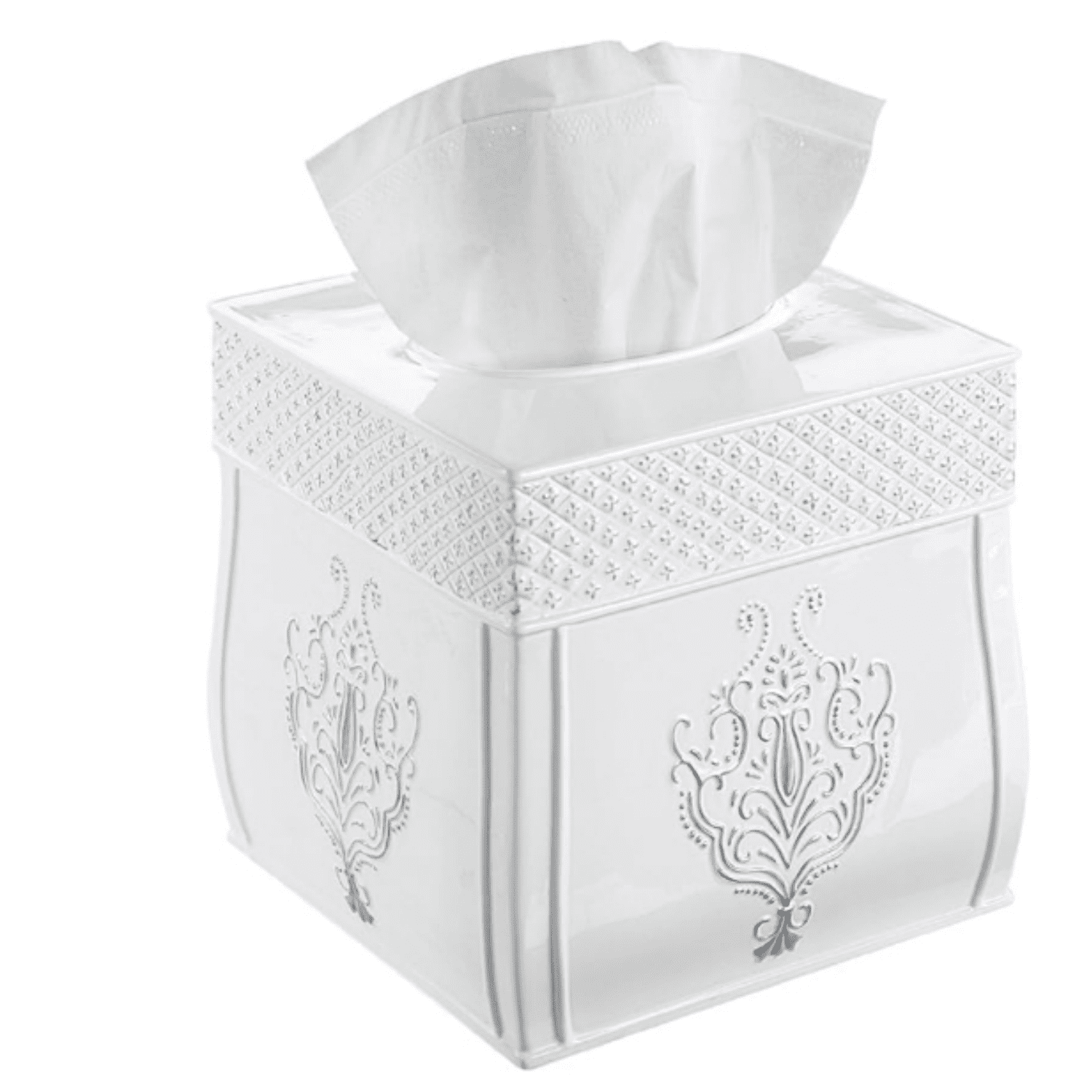 Vintage White White Tissue Box Cover Square – French Country Tissue Box ...