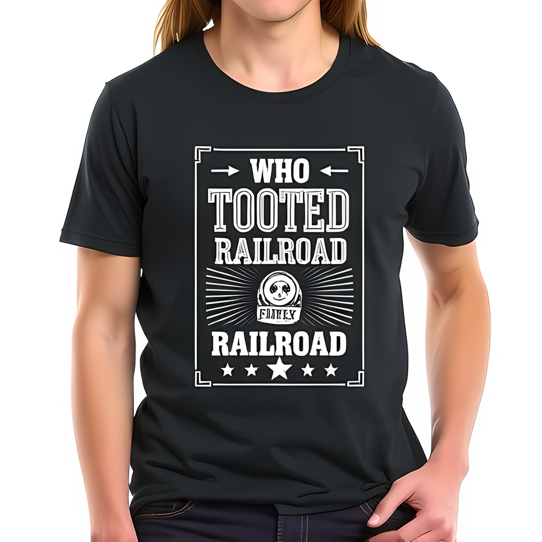 Vintage Who Tooted Railroad T-Shirt with Panda Conductor - Fun Short ...