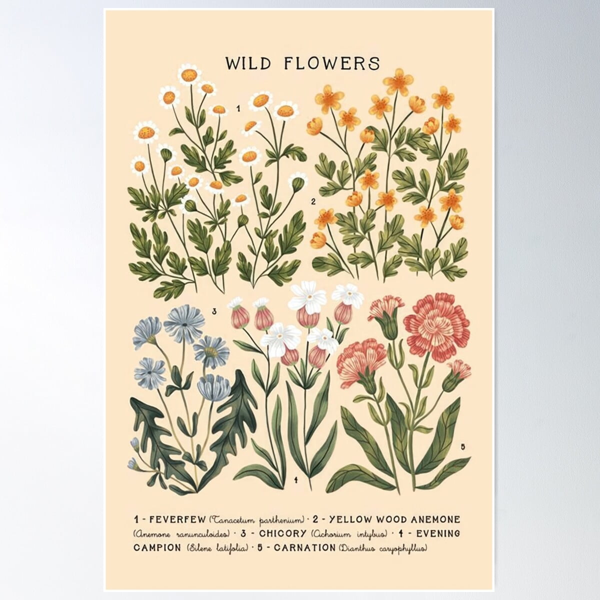 Vintage Wild Flower Poster Wall Art, Modern Wall Decor For Living Room ...