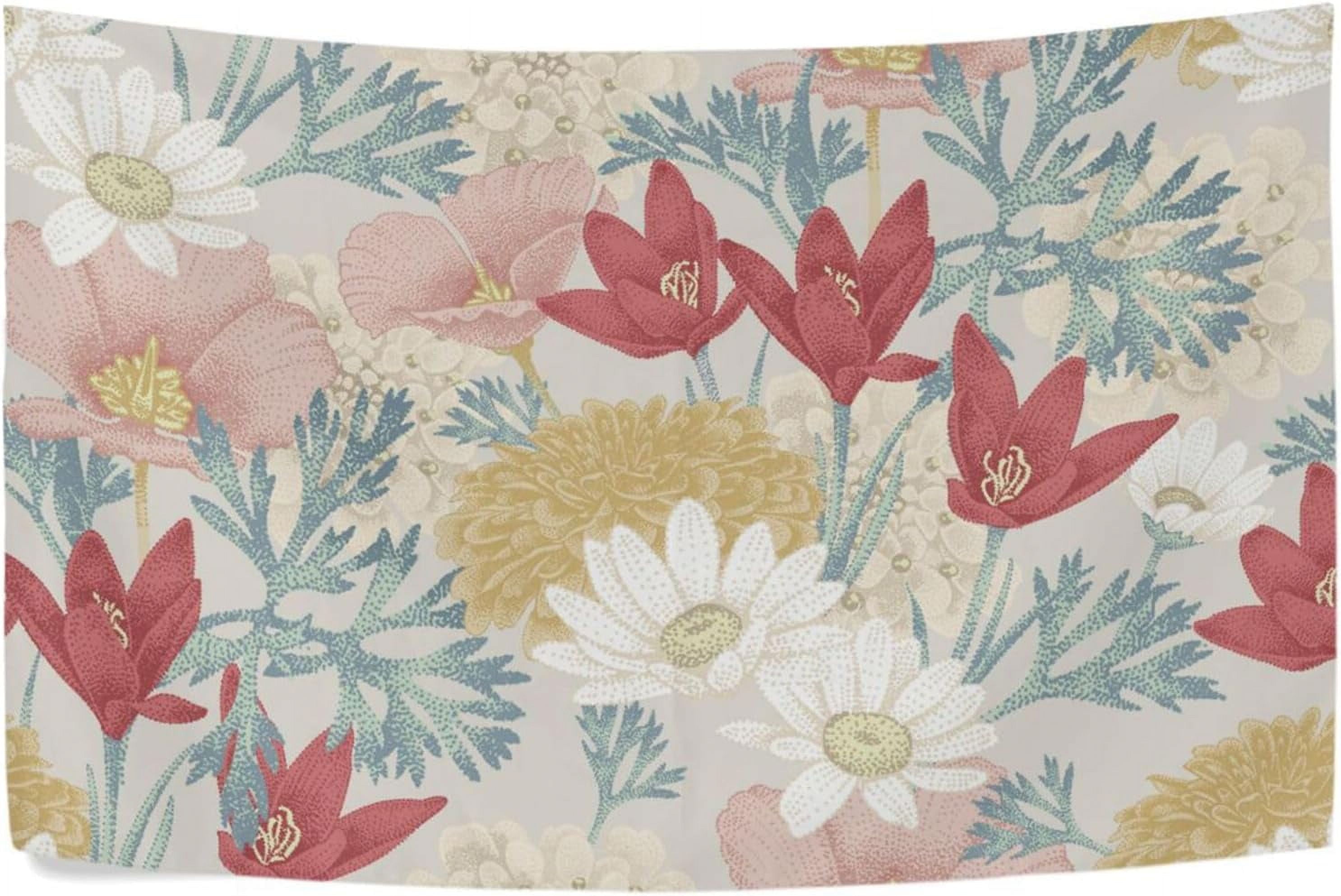 Vintage Wild Flowers Tapestry Aesthetic Tapestry Wall Hanging 80" x 60 ...