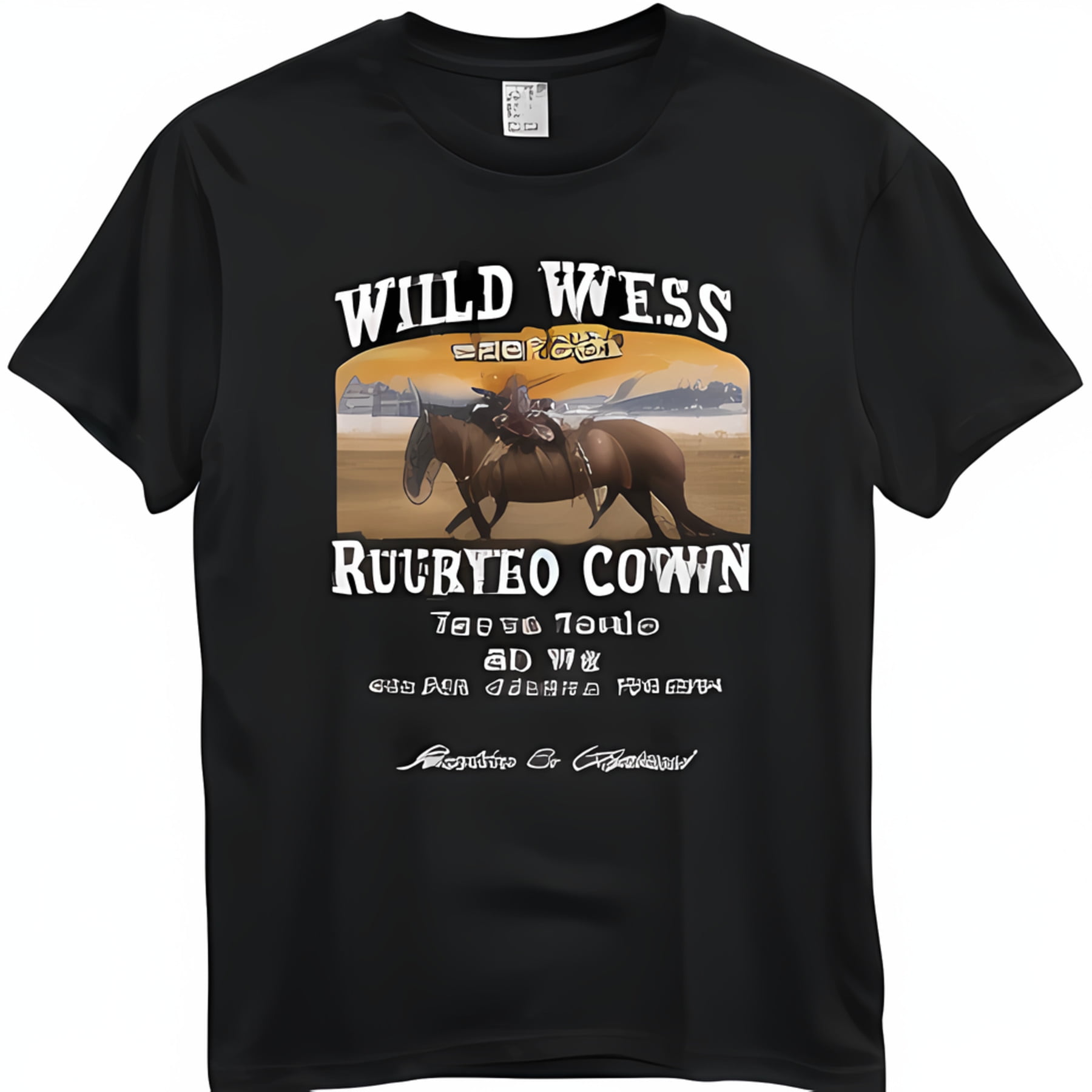 Vintage Wild West Horse Racing Black T-Shirt with Unique Illustration ...