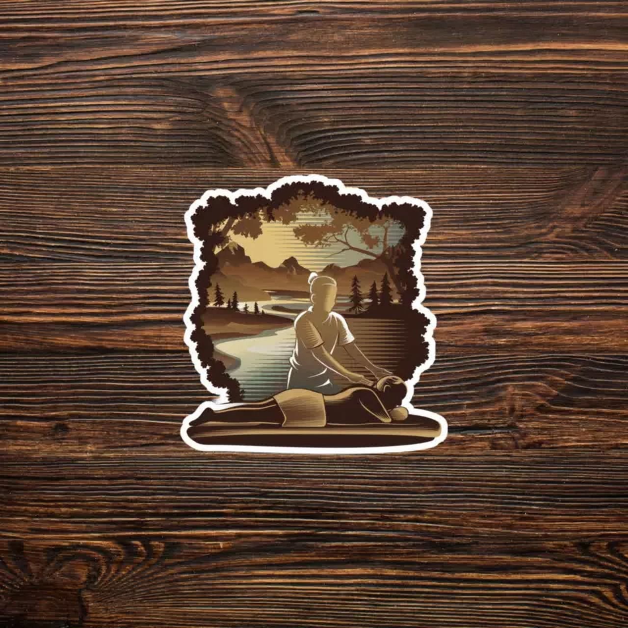 Vintage Wilderness Massage Therapy Sticker - Relaxing Nature Scene ...