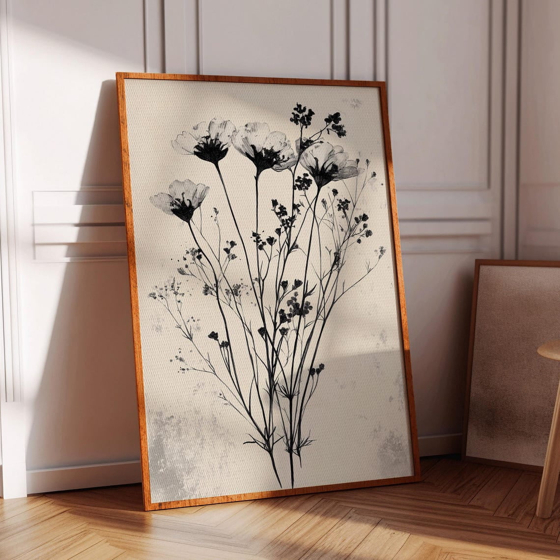Vintage Wildflower Ink Drawing Print, Black And White Botanical Floral ...