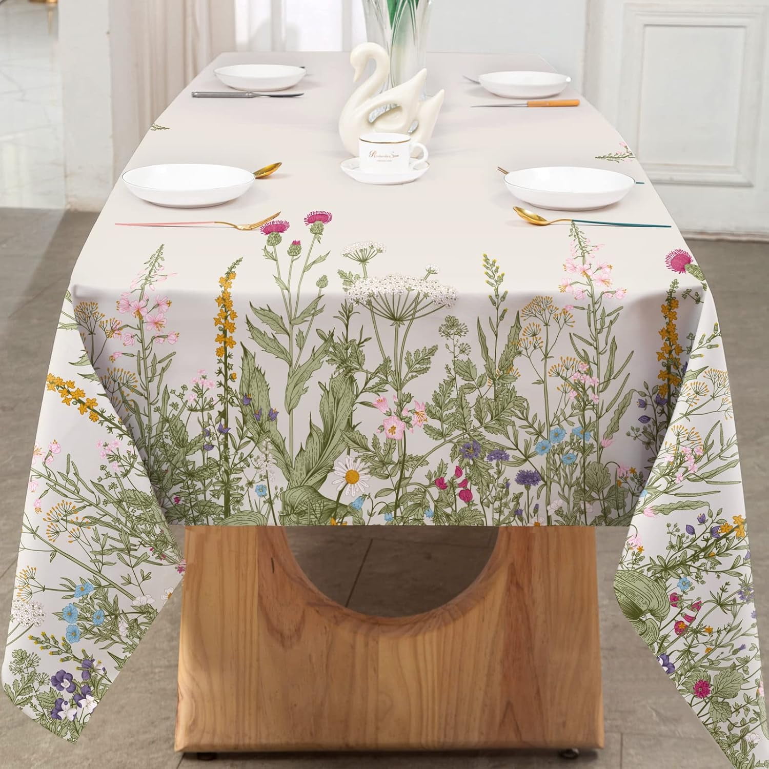 Vintage Wildflower Tablecloth 60 x 102 Inch Rectangle Retro Flower ...
