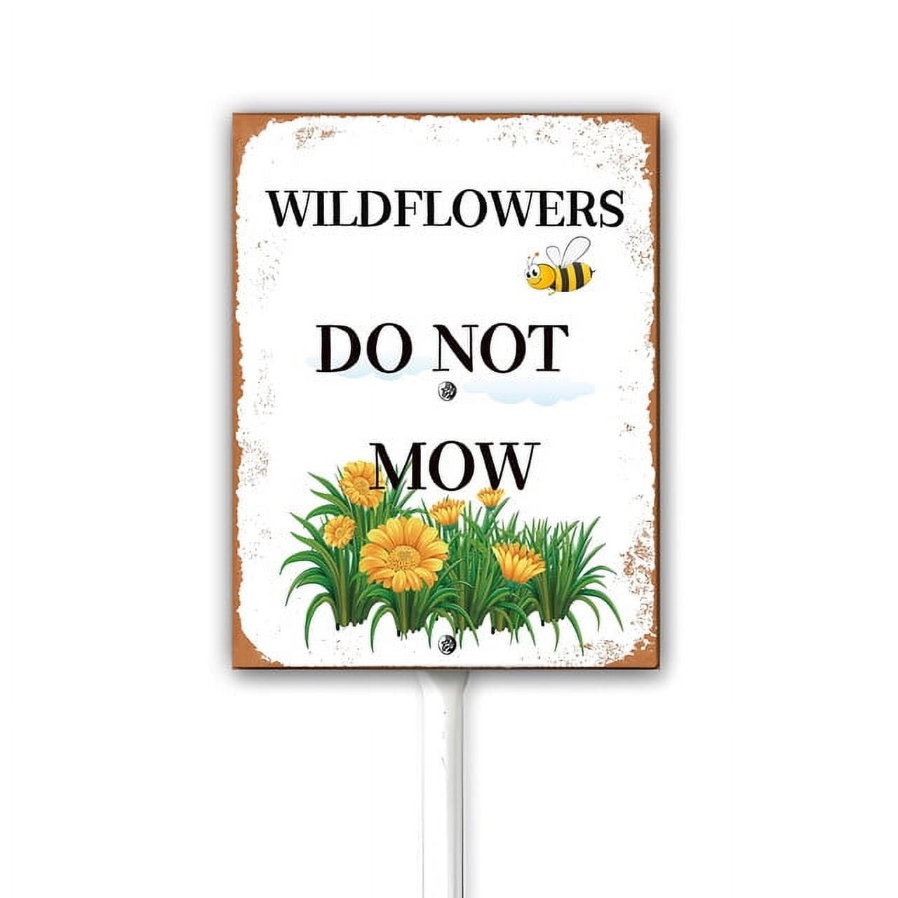Vintage Wildflowers Do Not Mow Sign For Yard With Stake, Wildflowers ...