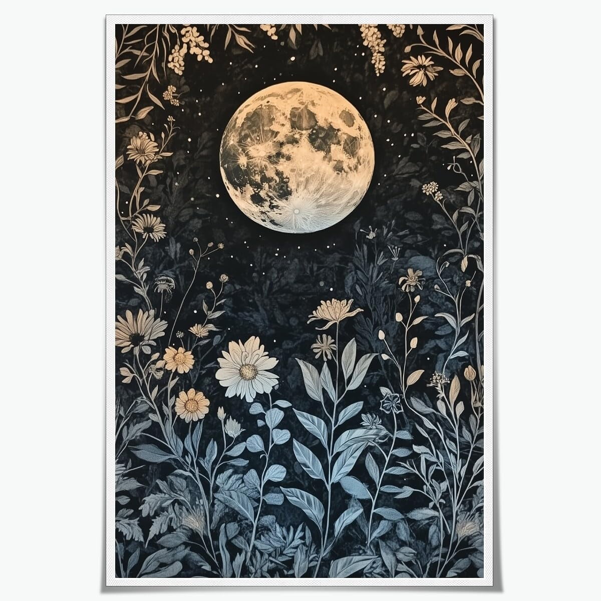 Vintage Wildflowers Wall Art,Gothic Fall Decor Floral Painting Neutral ...