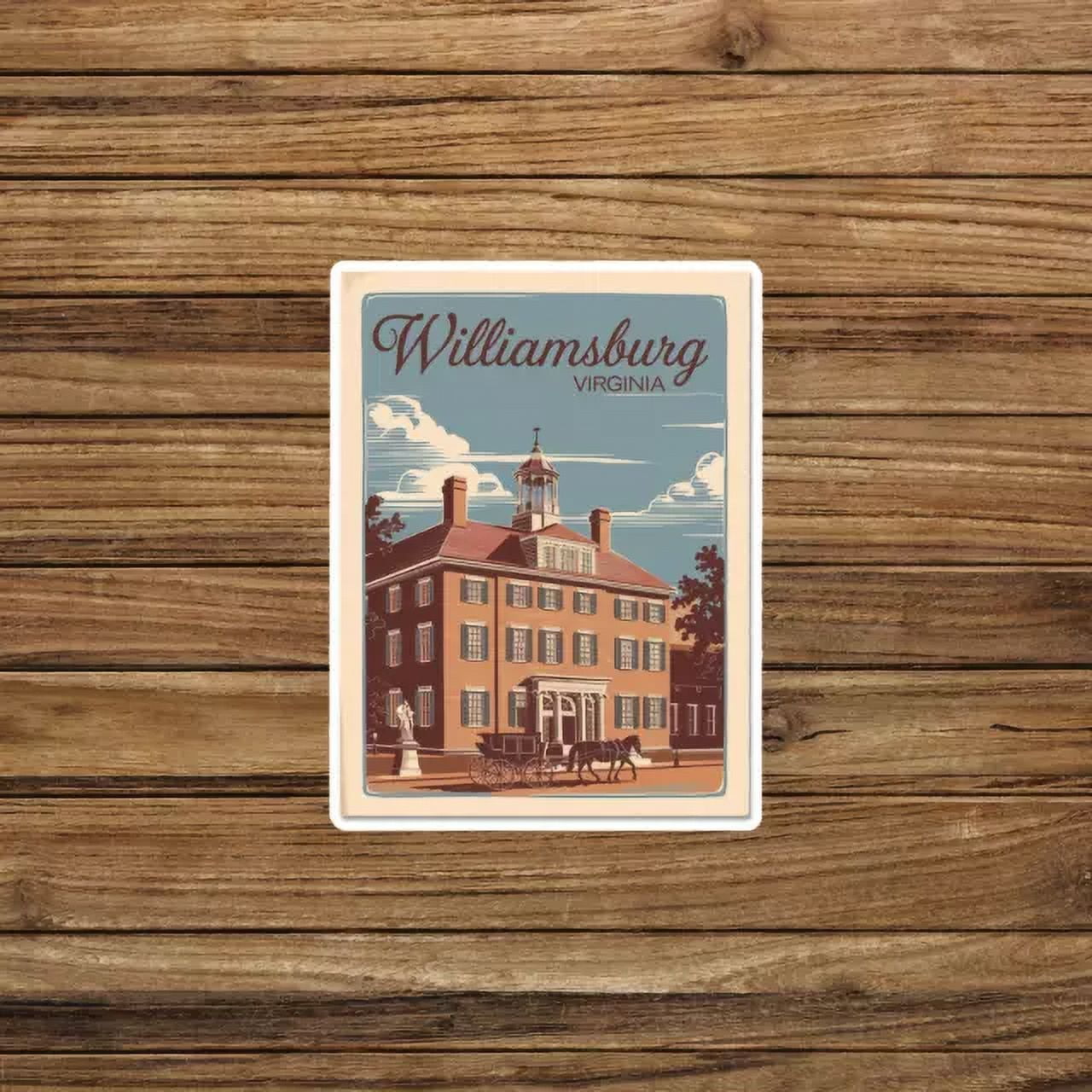 Vintage Williamsburg Virginia Travel Sticker - Retro Colonial Style Art ...