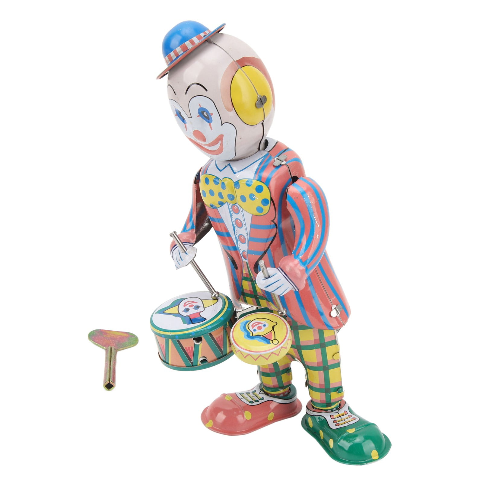 Vintage Wind-Up Clown Drummer Figure, Retro Tinplate Clockwork Toy for ...