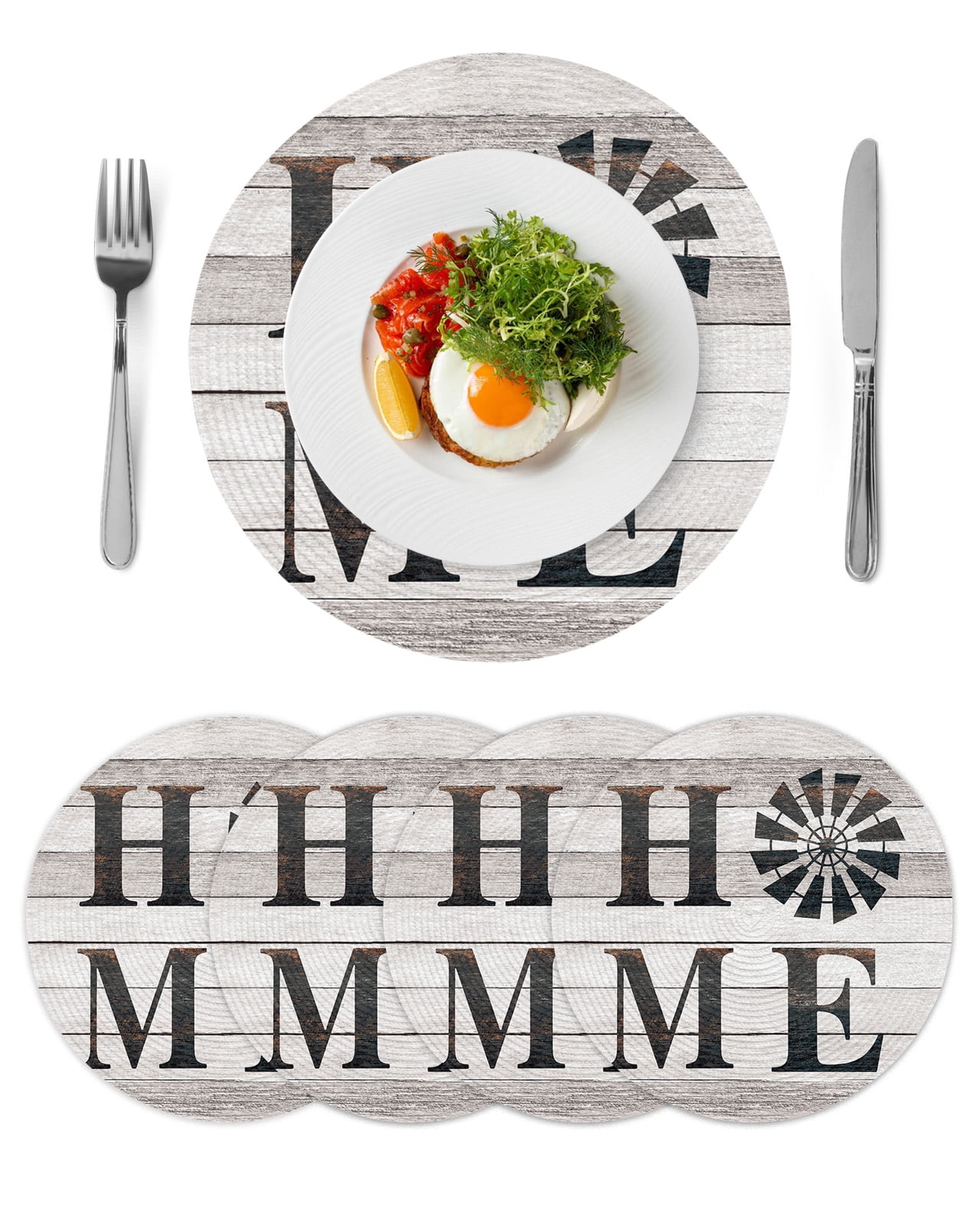 Vintage Windmill HOME Round Table Placemats set of 4, Rustic Farmhouses ...