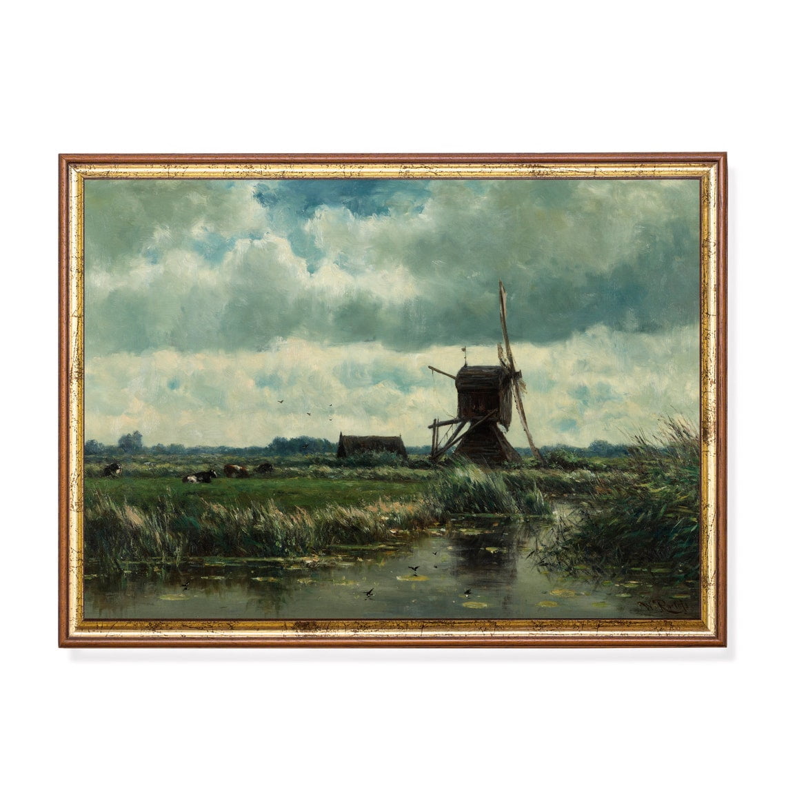 Vintage Windmill Poster Antique Farmhouse Landscape Home Decor, 16x24 ...