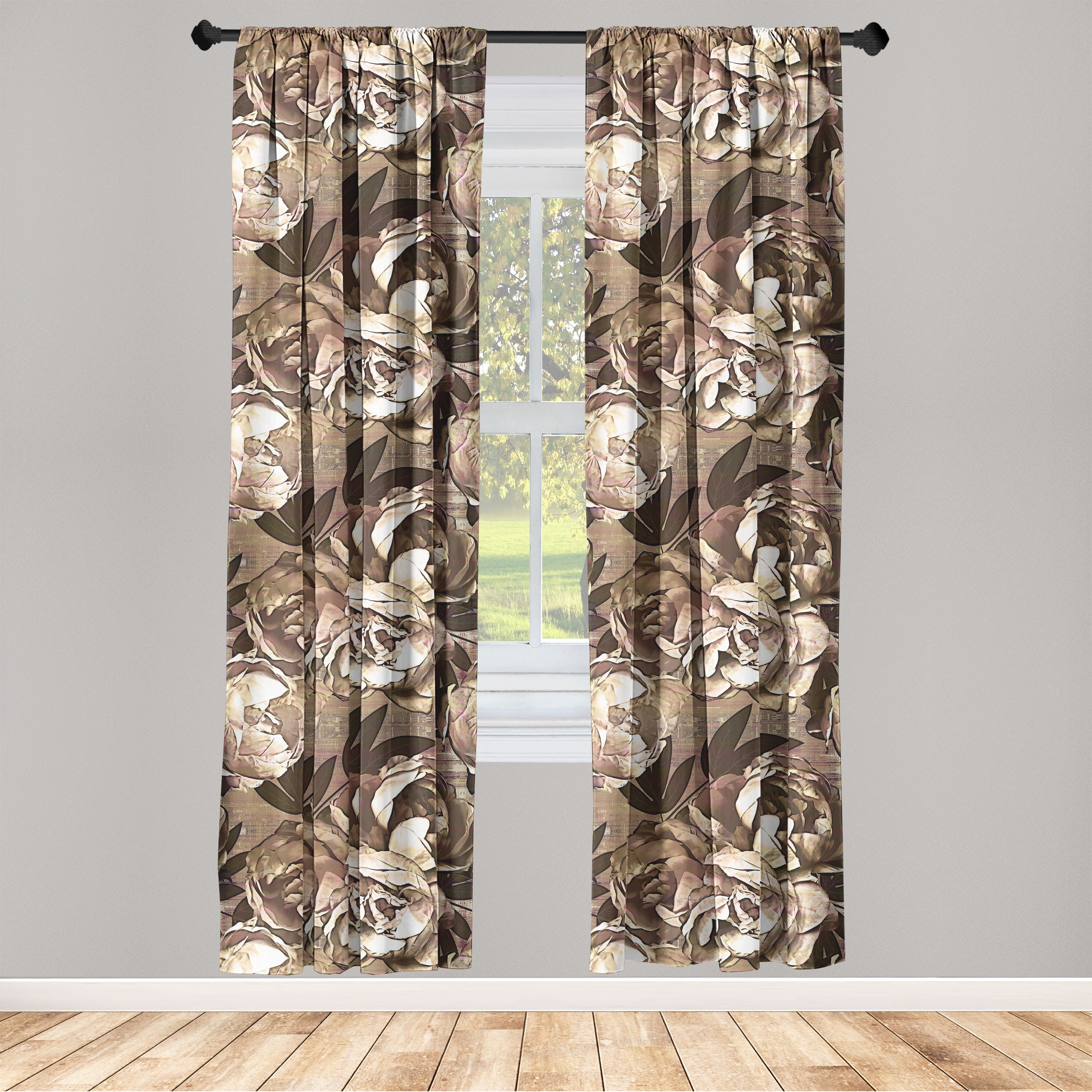 Vintage Window Curtains, Retro Style Print of Abstract Nostalgic ...