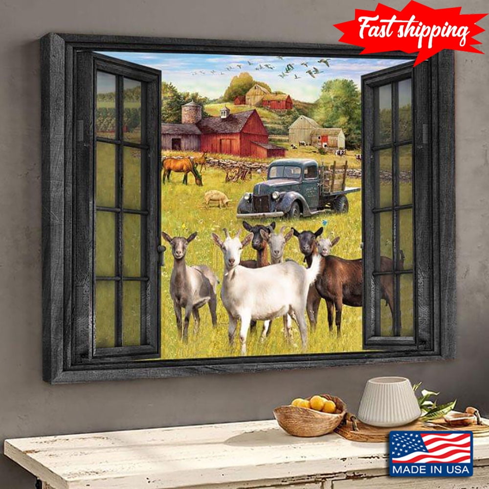 Vintage Window Frame With Agricultural Animals On The Farm 16 x 24 Inch ...