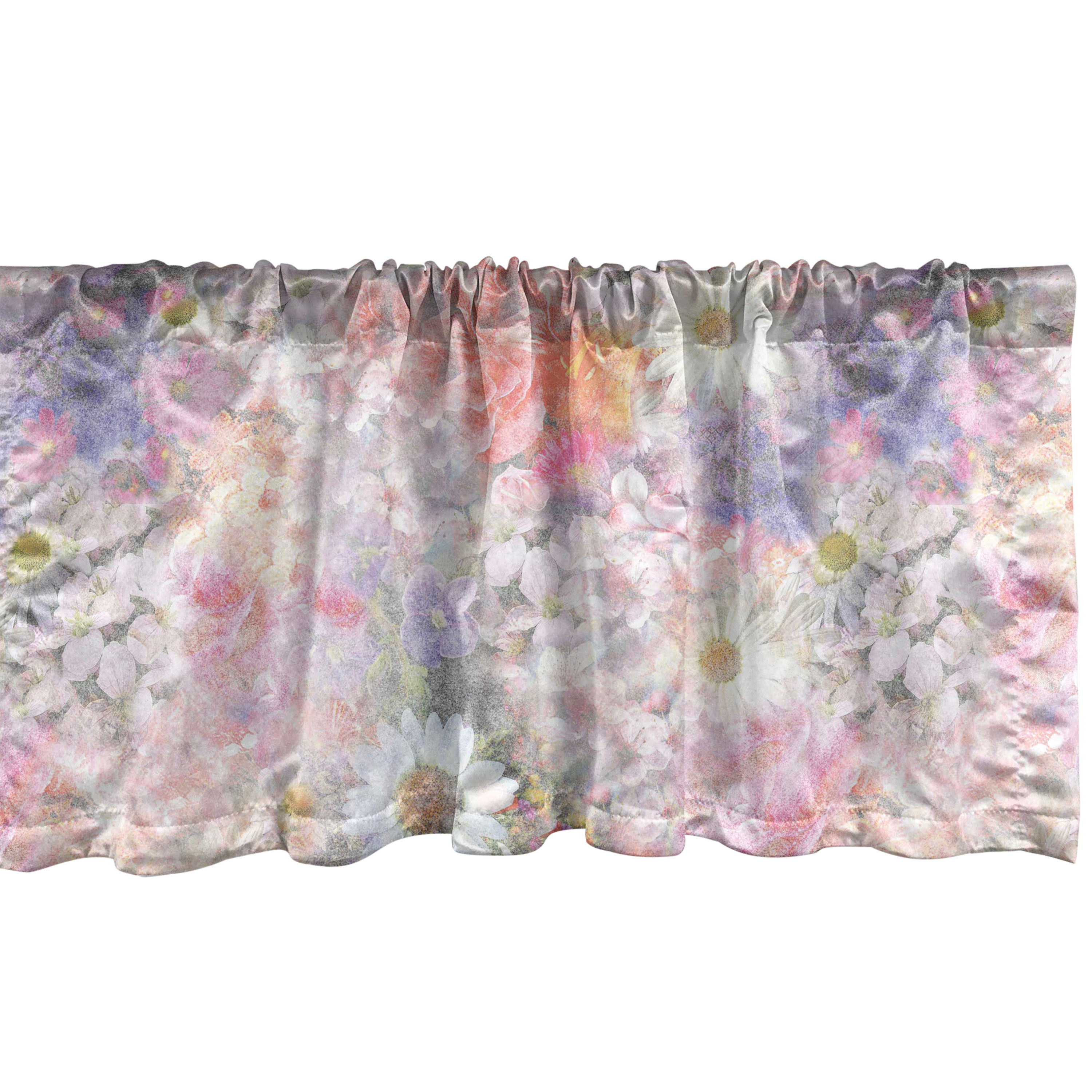 Vintage Window Valance, Blooming Meadow Dream in Soft Colors Daisy and ...