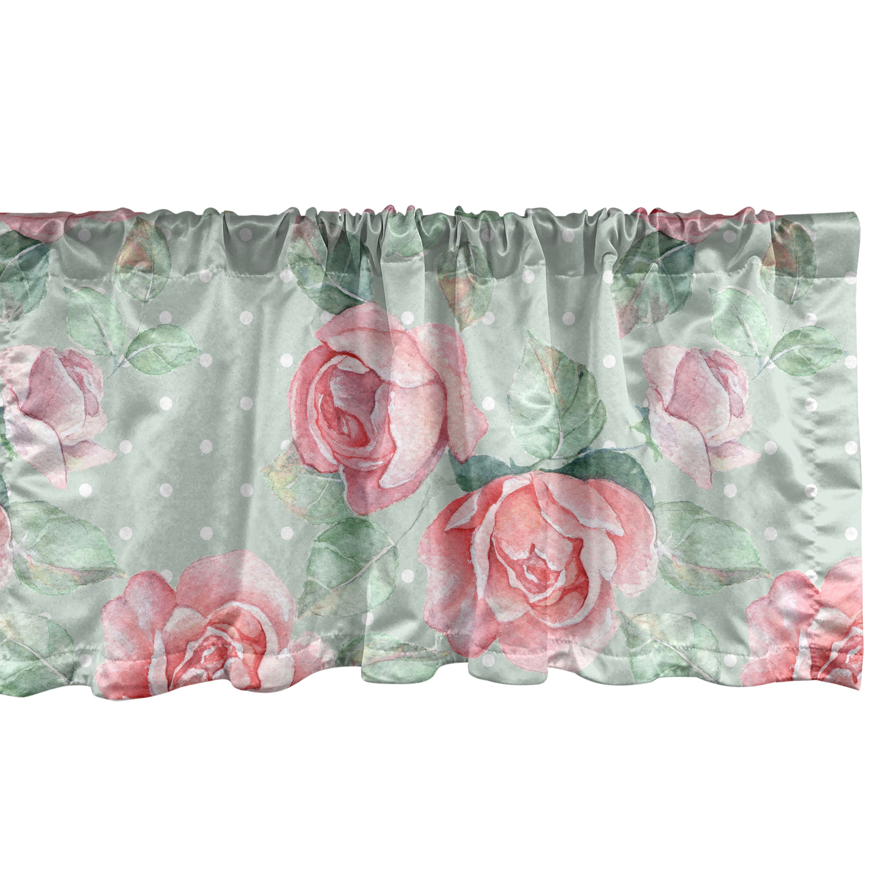 Vintage Window Valance, English Garden Roses and Leaves Retro Themed ...