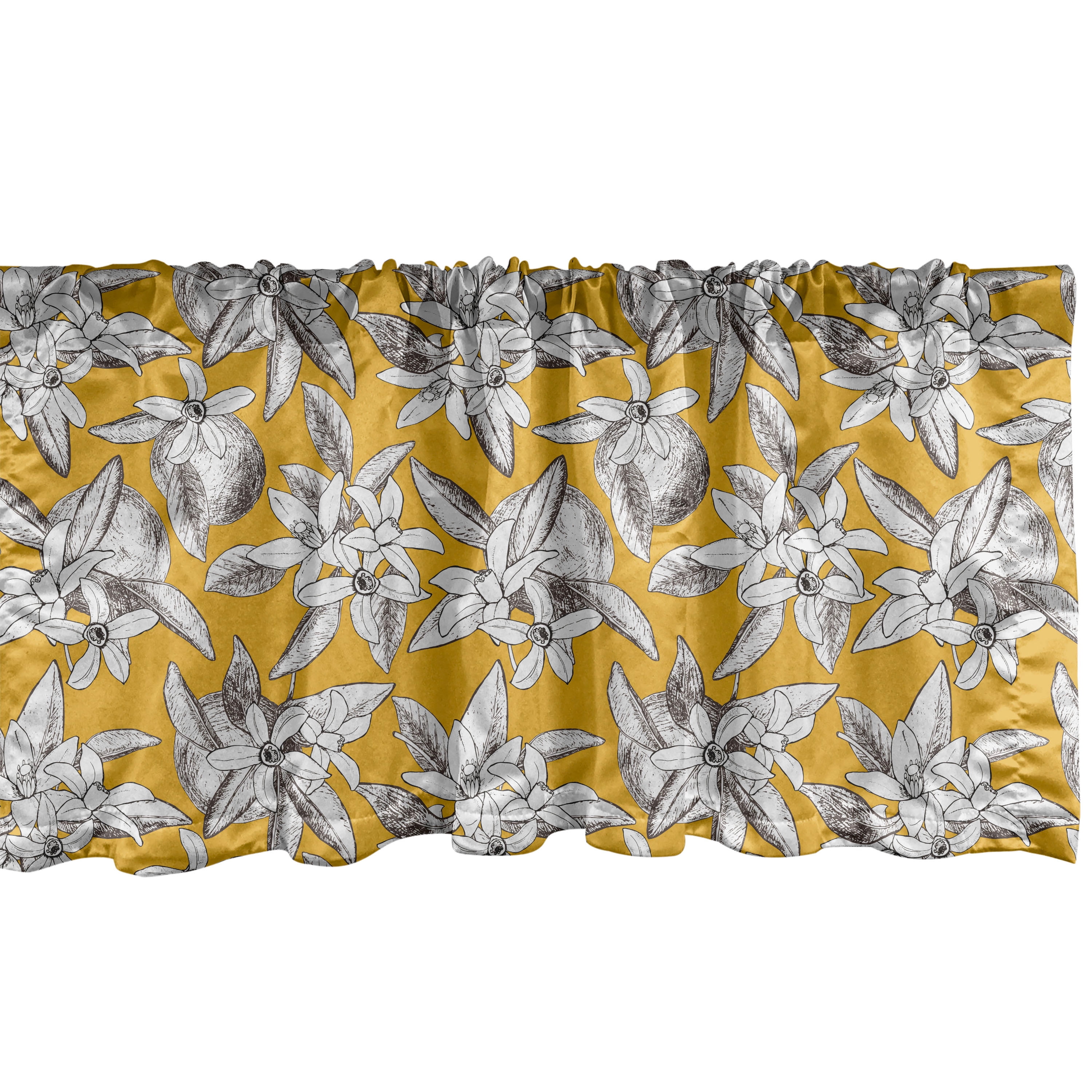 Ambesonne Vintage Window Valance, Orange and Flowers, 42" x 18", Earth ...