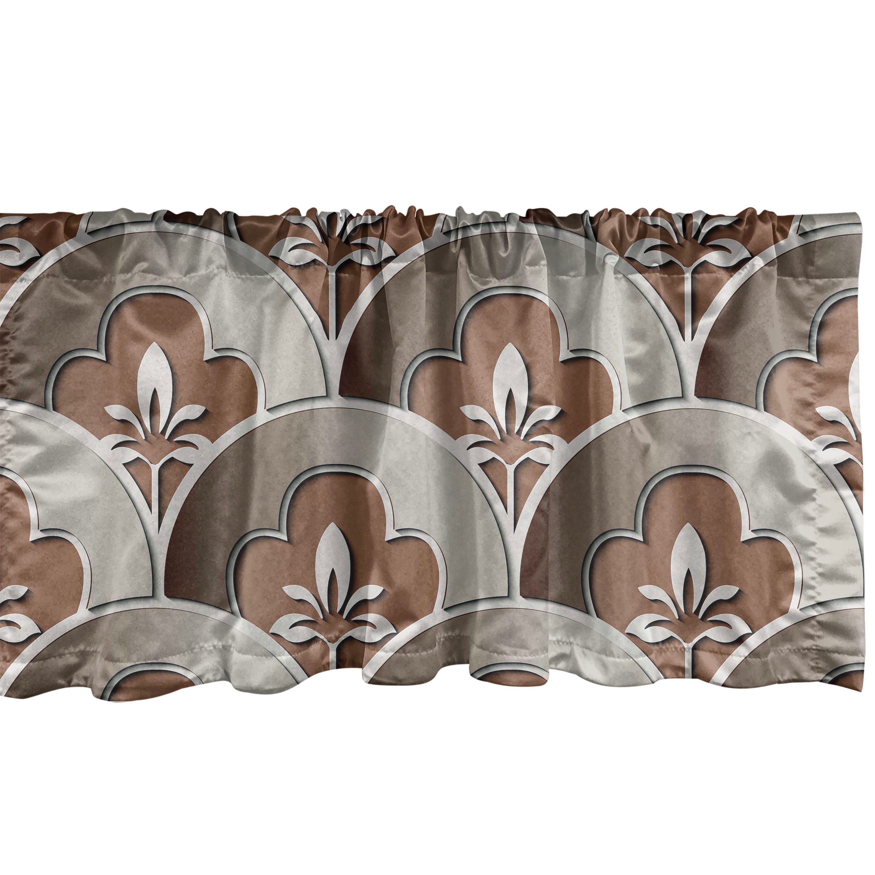 Vintage Window Valance, Mosaic Style Retro Themed Floral Ornament of ...