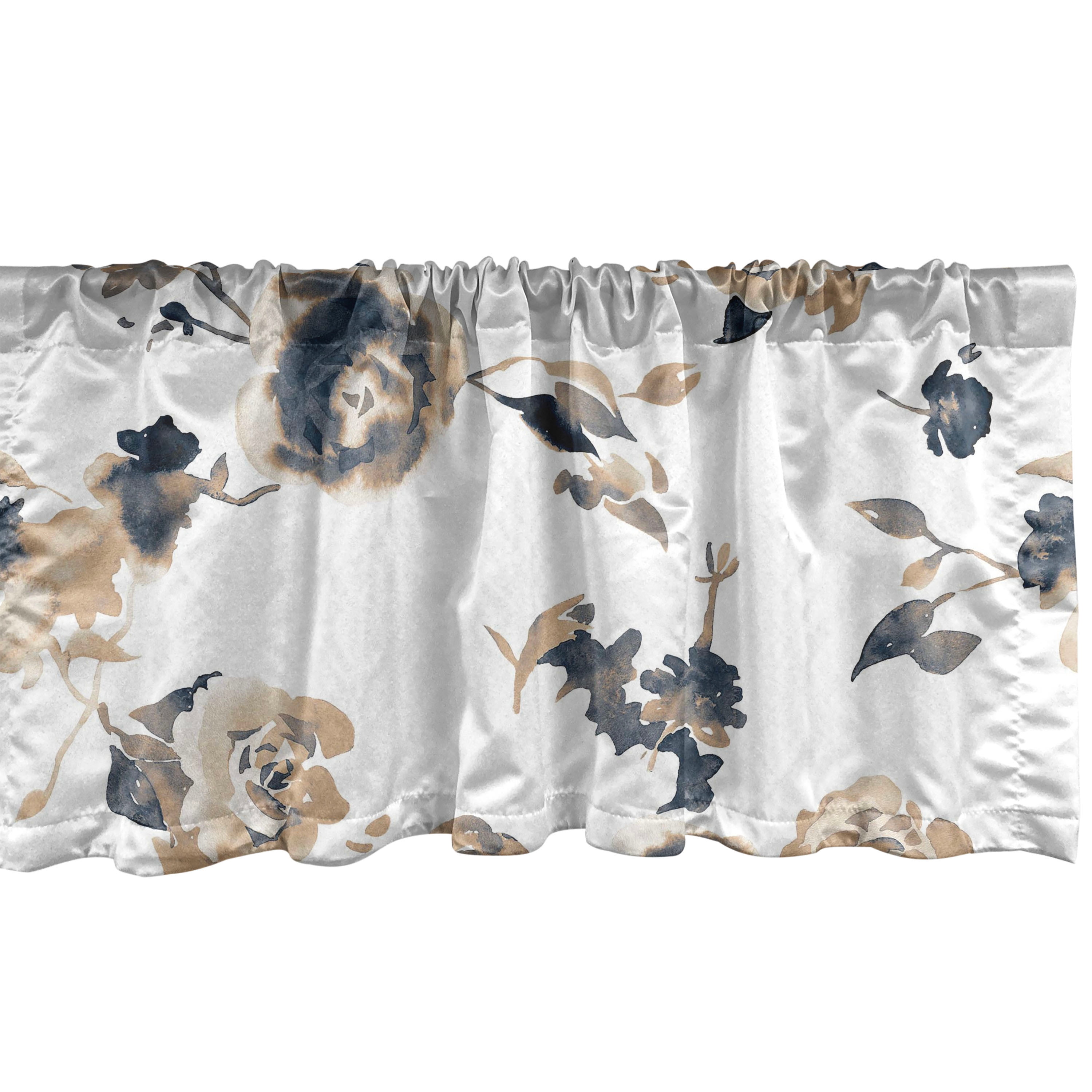 Vintage Window Valance, Watercolor Roses Nostalgic Bicolour Ornament ...
