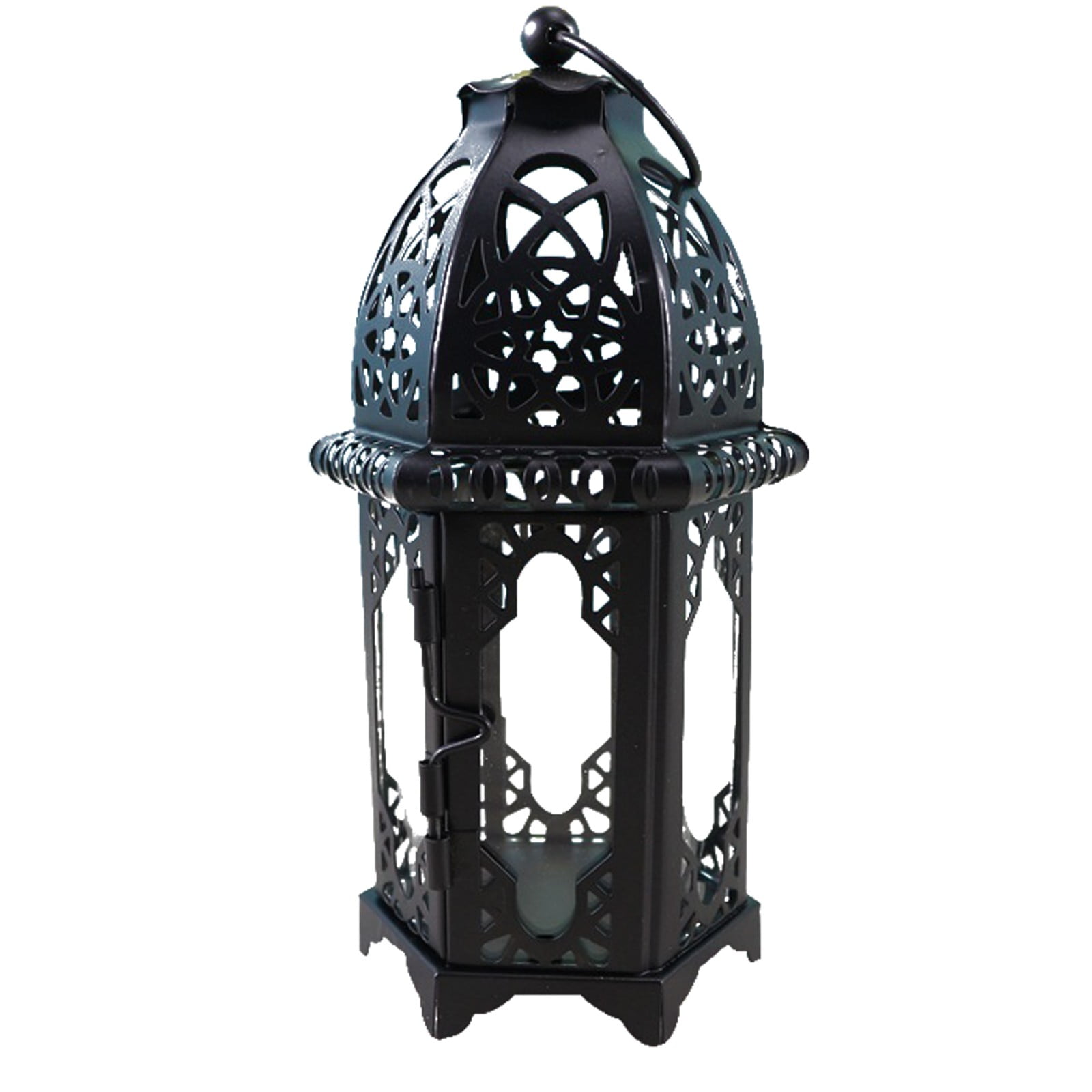 Vintage Windproof Candle Lantern, Glass & Wrought Iron Candlestick ...