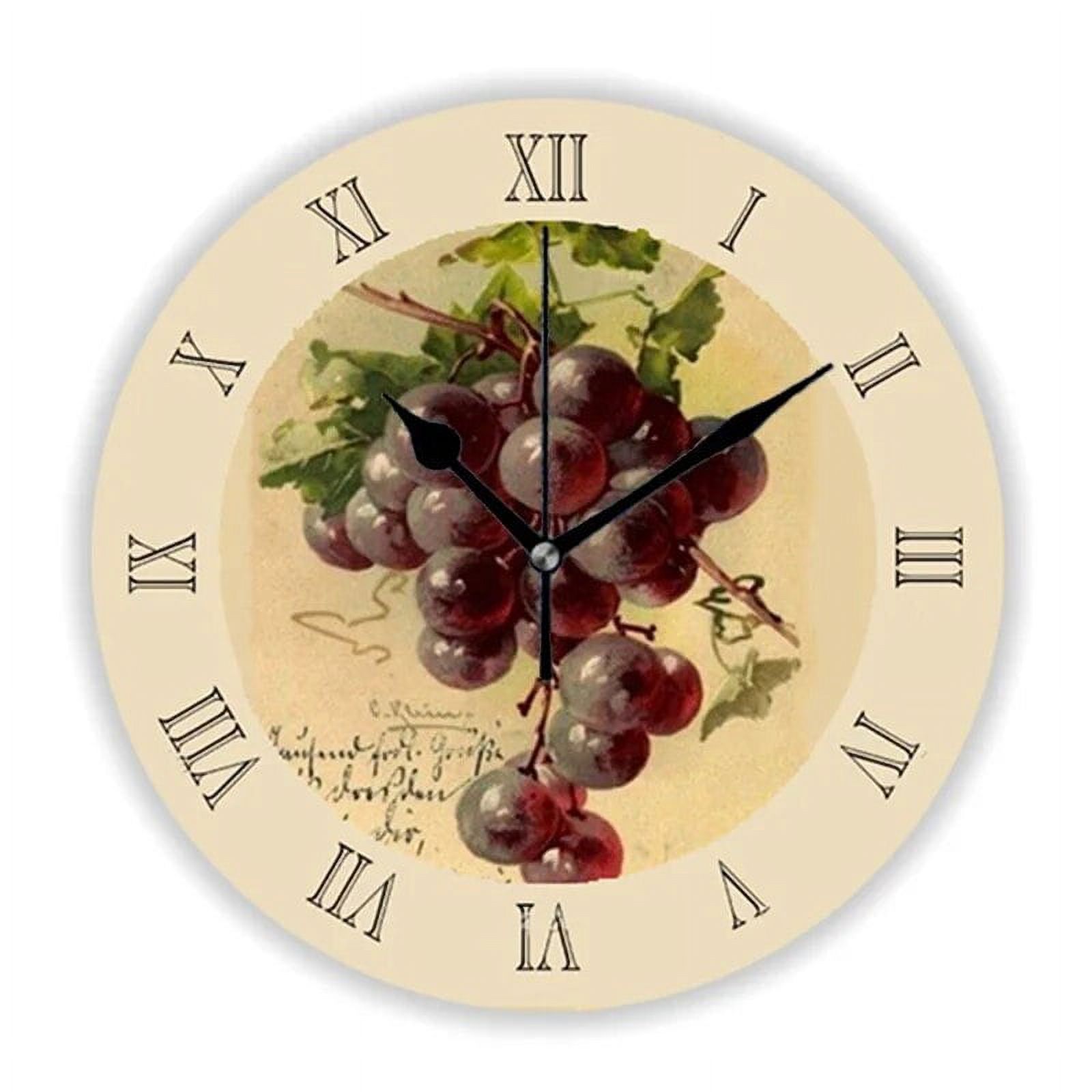 Vintage Wine Barrel and Glasses Grapes Wall Clock for Kitchen Dining ...